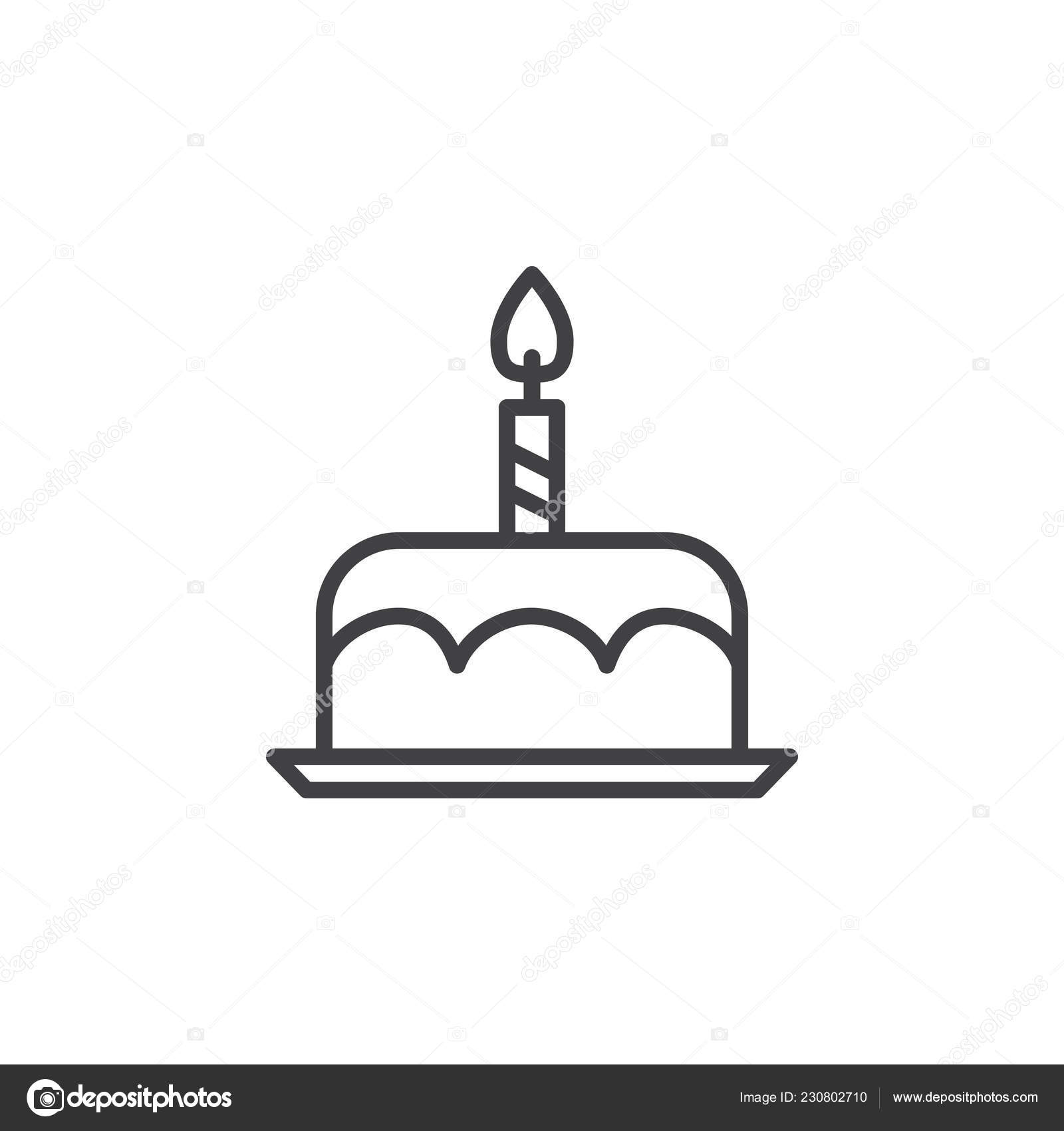 Birthday Cake Line Icon Outline Vector Sign Linear Pictogram Isolated ...