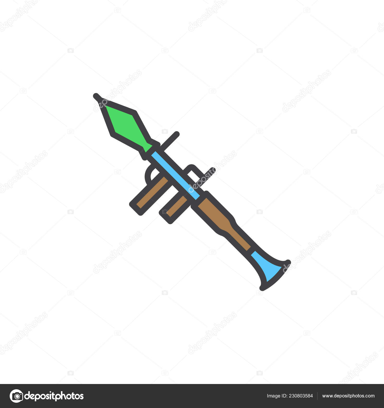 Rocket Propelled Grenade Launcher Rpg Line Icon Filled Outline Vector ...