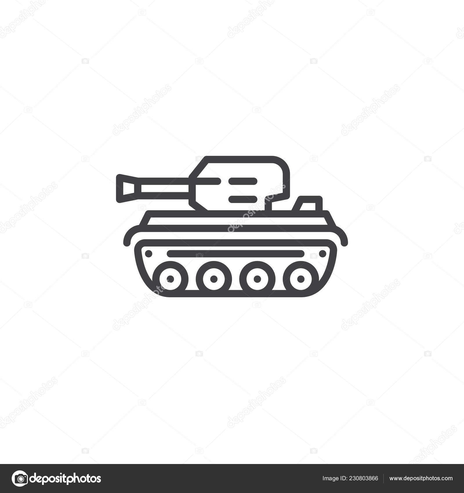 Tank Line Icon Outline Vector Sign Linear Pictogram Isolated White ...