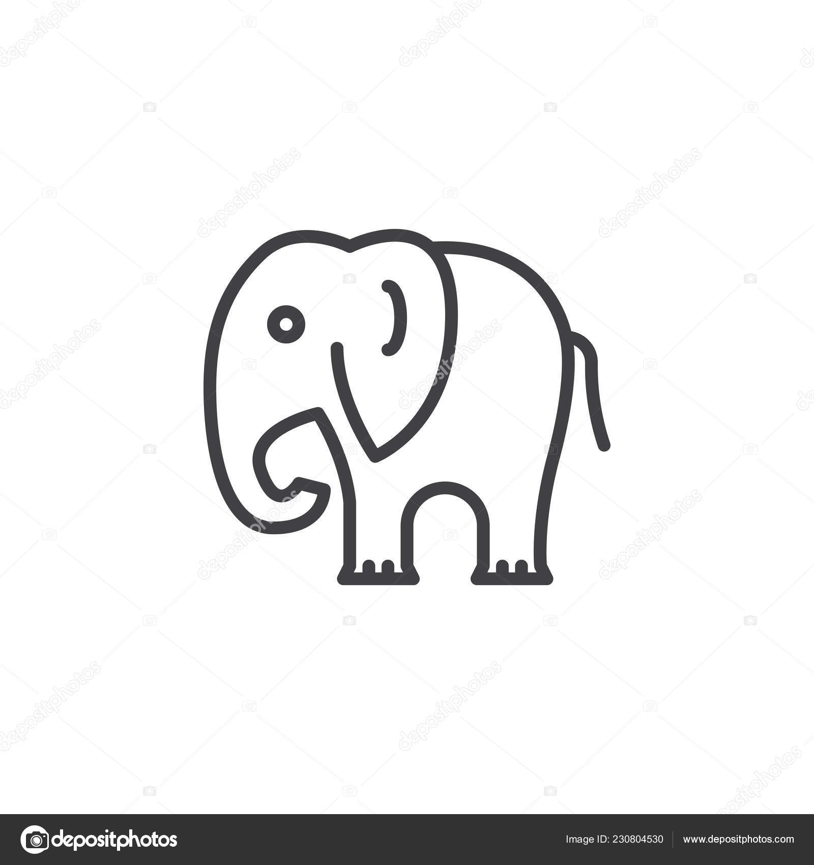 Elephant Line Icon Outline Vector Sign Linear Pictogram Isolated White ...