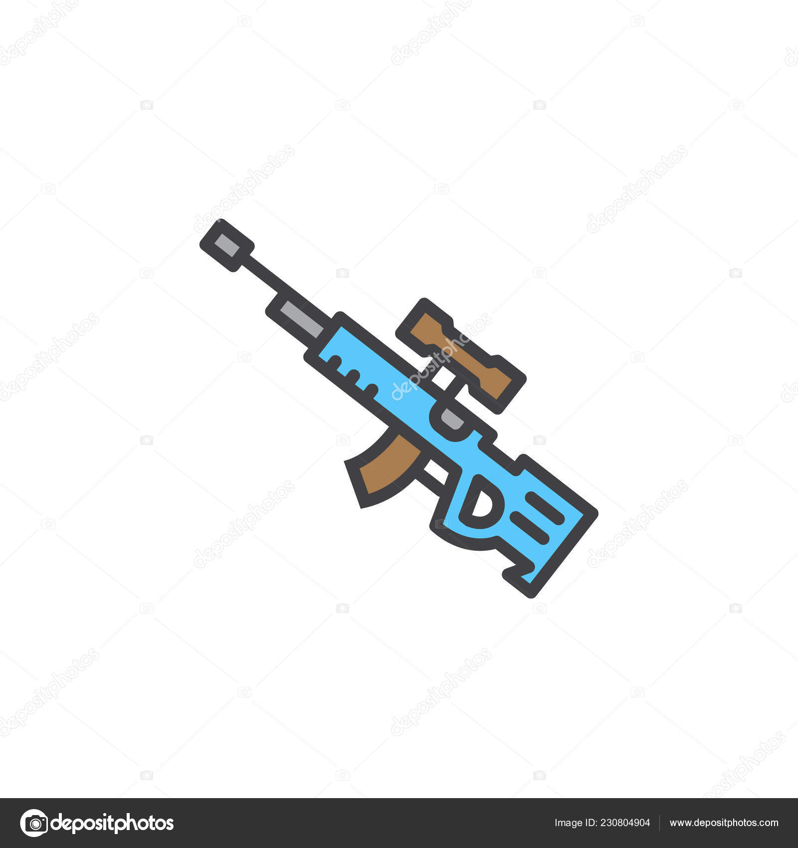 Sniper Rifle Line Icon Filled Outline Vector Sign Linear Colorful Stock ...