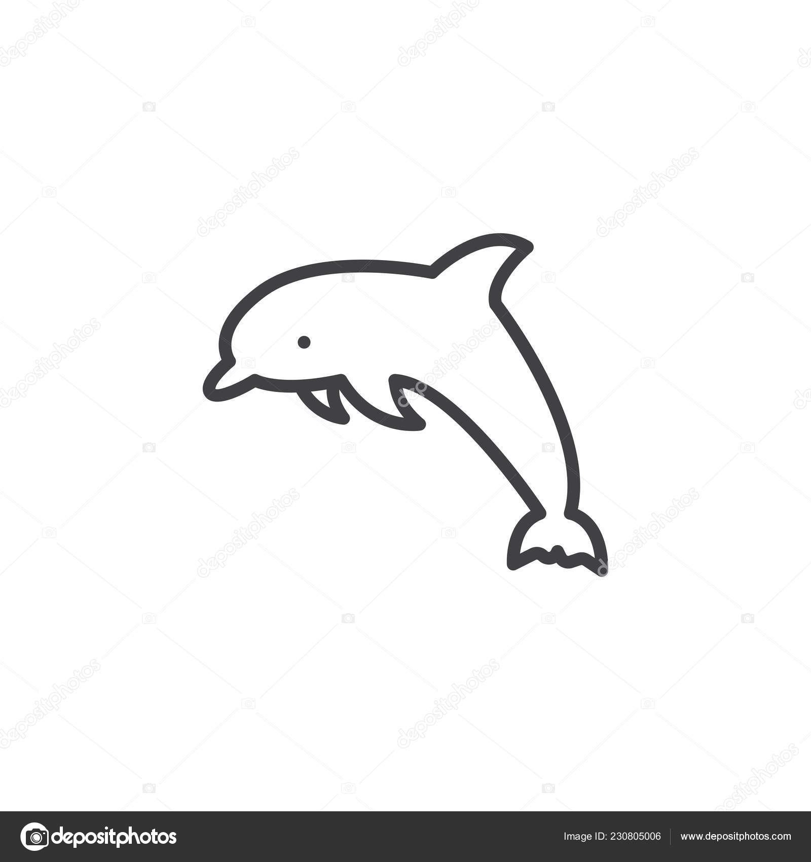 Dolphin Line Icon Outline Vector Sign Linear Pictogram Isolated White ...