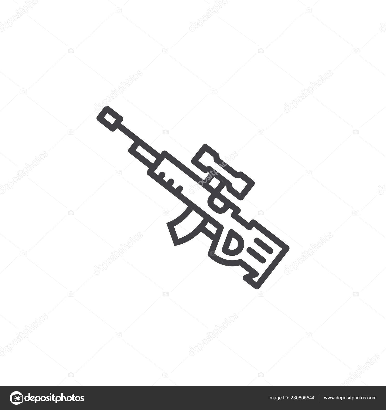 Sniper Rifle Line Icon Outline Vector Sign Linear Pictogram Isolated ...