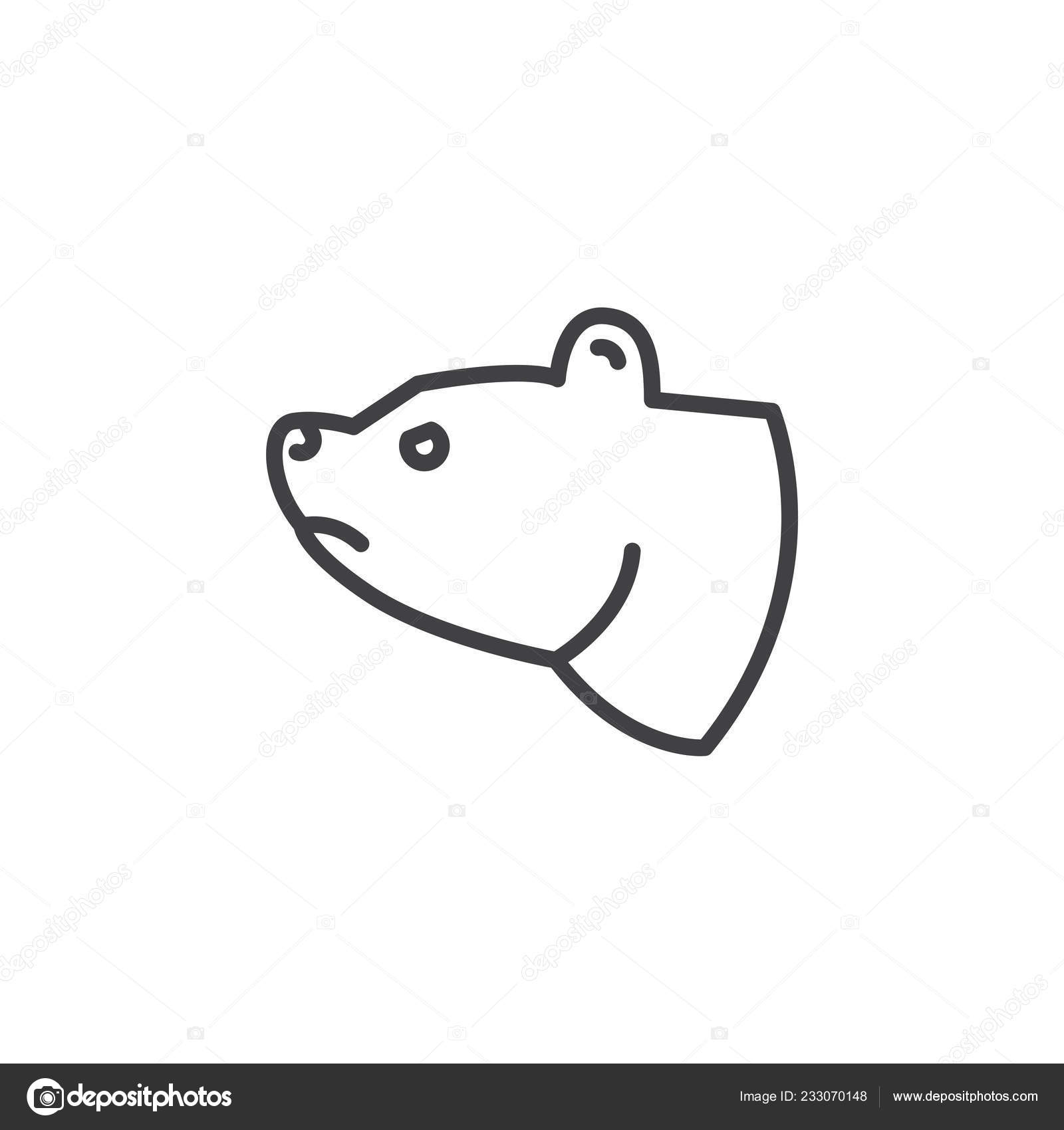 Icono Línea Cabeza Oso Signo Vector Contorno Pictograma Lineal Aislado ...