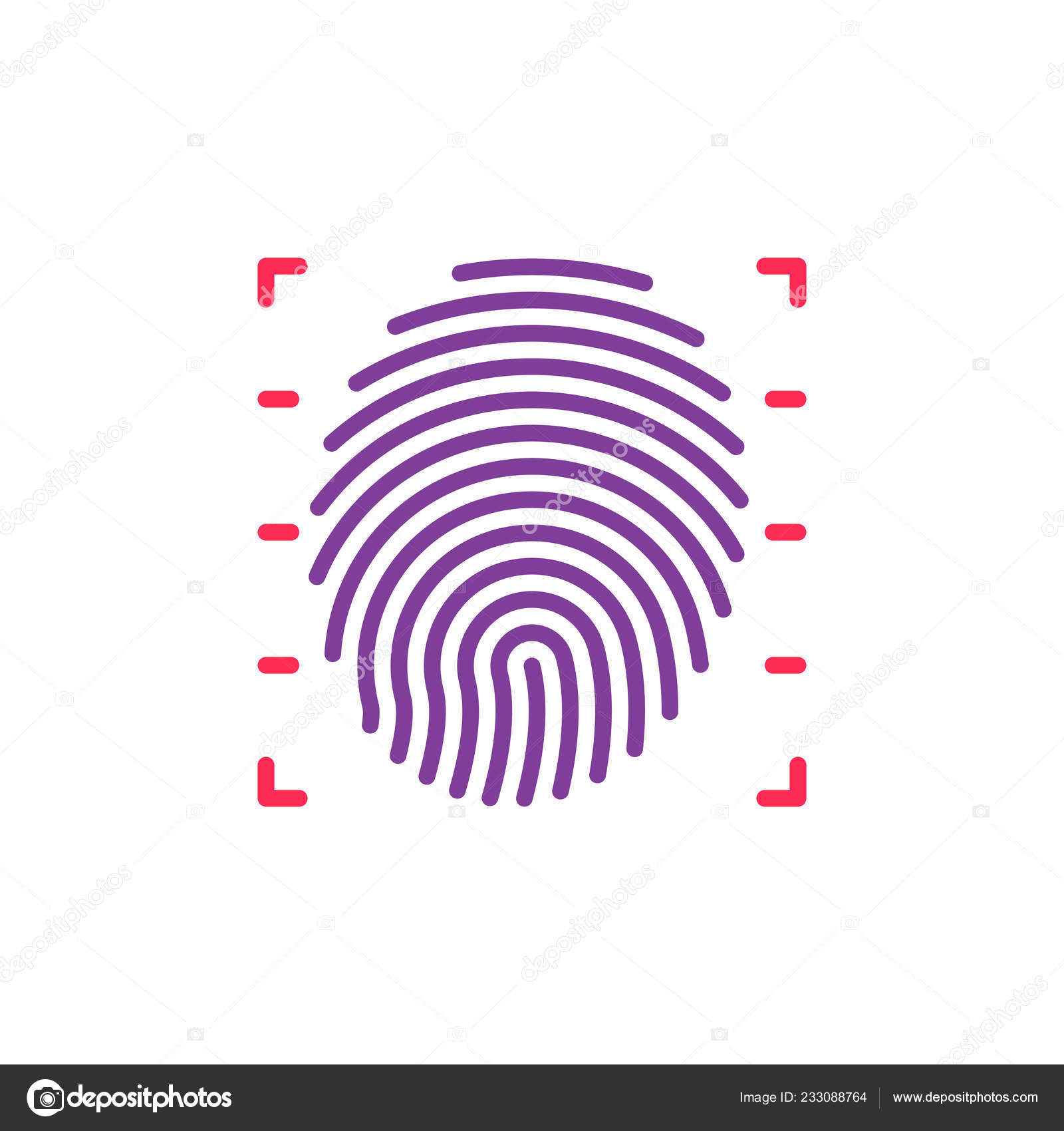 Fingerprint Scan Line Icon Vector Sign Linear Colorful Pictogram ...