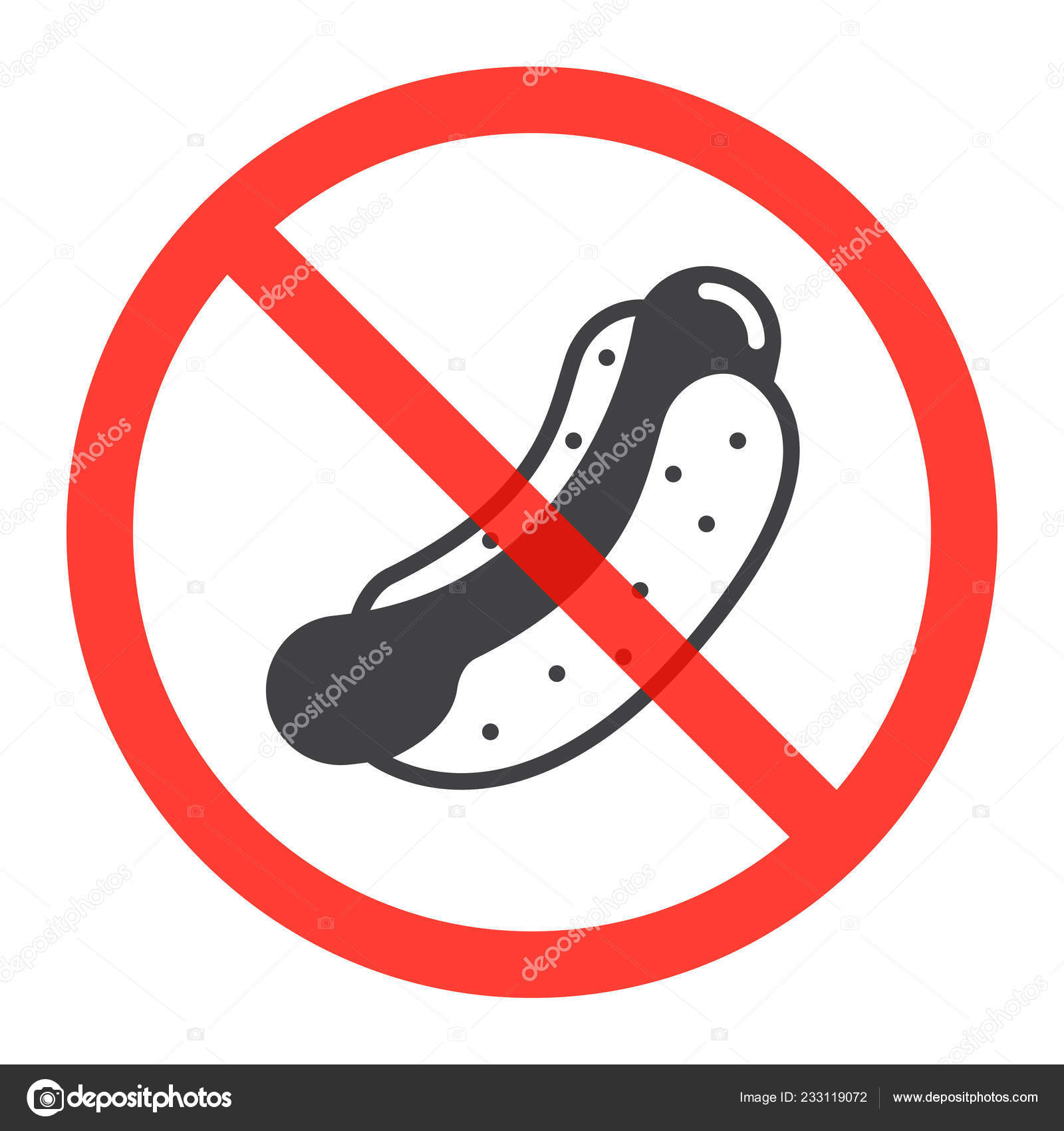 Hot Dog Icon Prohibition Red Circle Fast Food Ban Sign Stock Vector ...