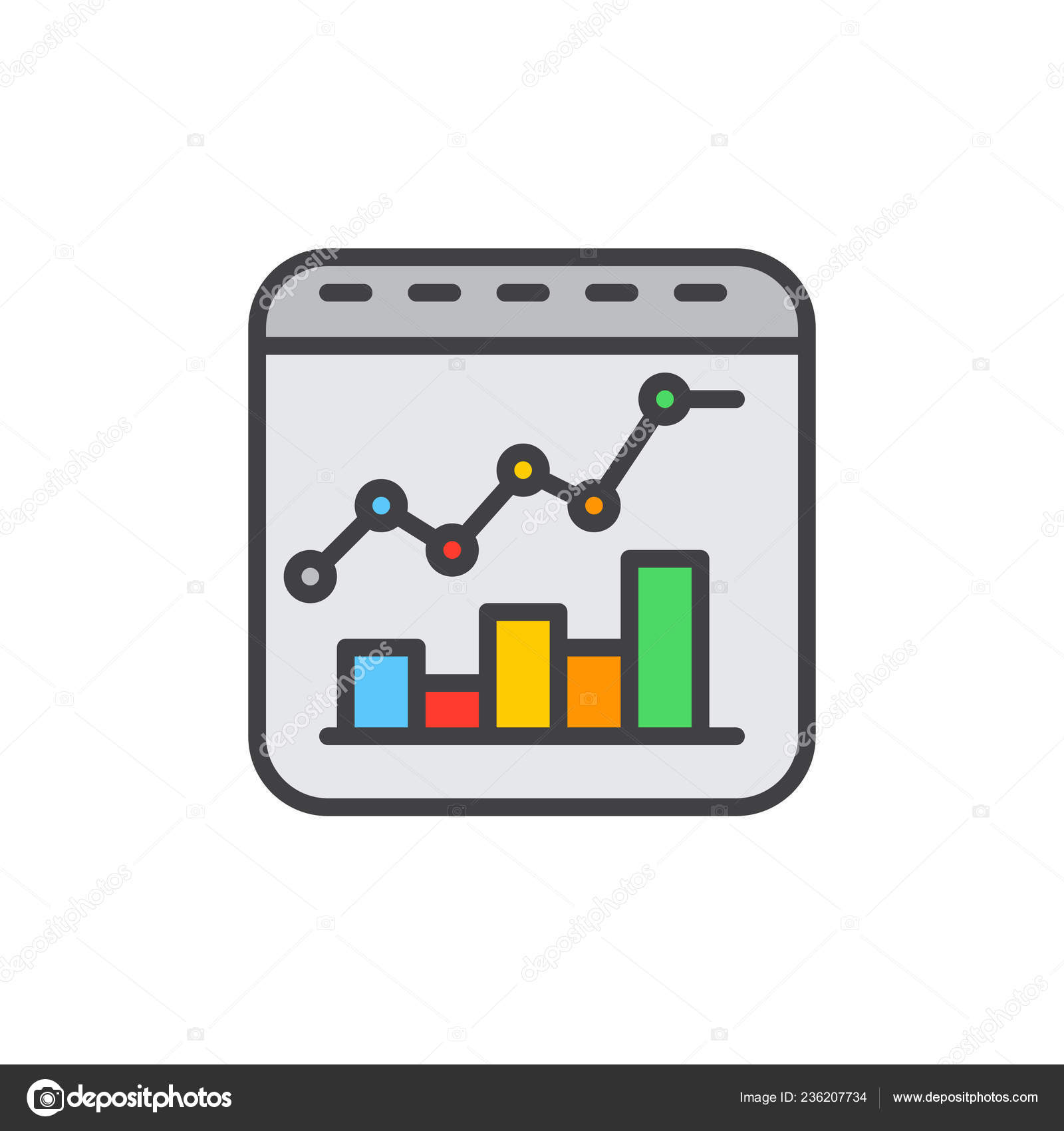 Bar Line Combo Chart Filled Outline Icon Vector Sign Colorful Stock ...