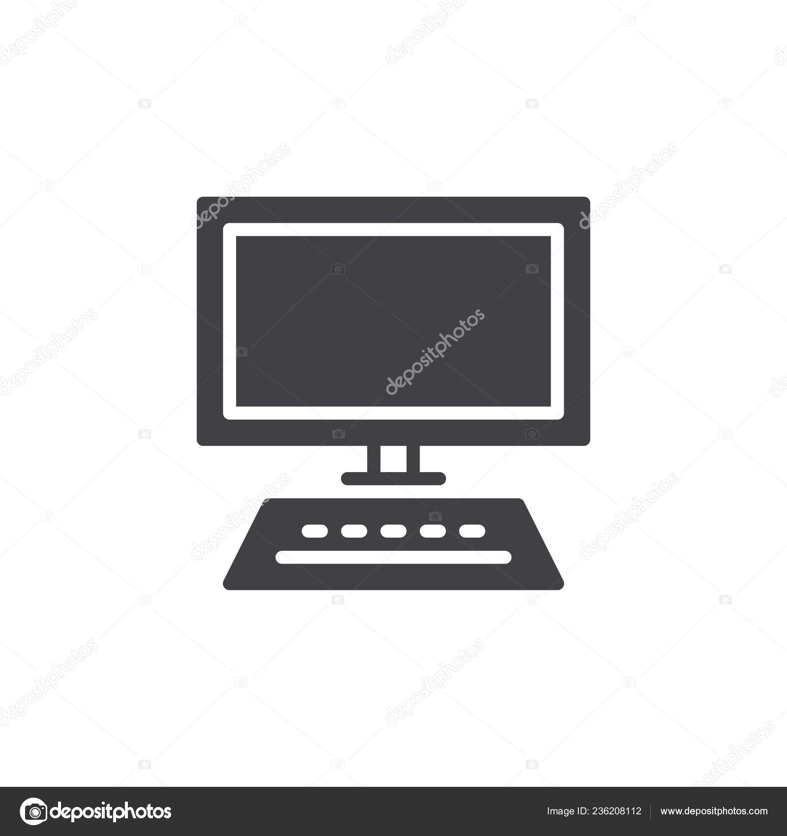 Desktop Computer Workstation Icon Vector Filled Flat Sign Solid ...