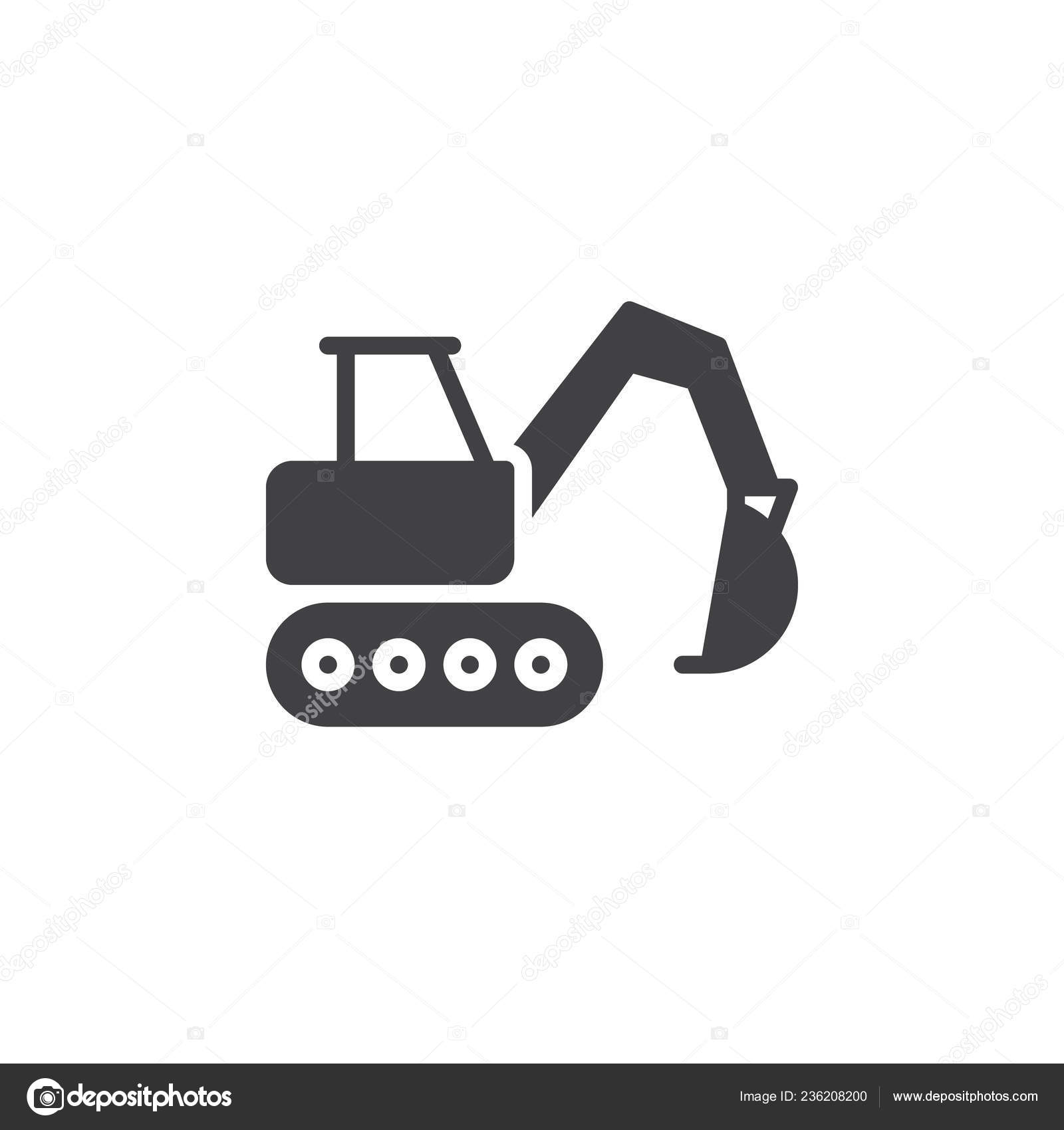 Excavator Icon Vector Filled Flat Sign Solid Pictogram Isolated White ...