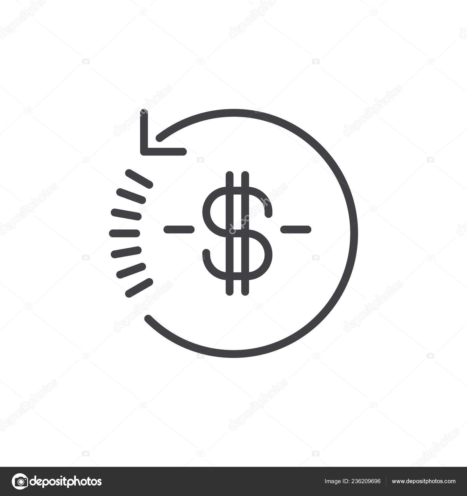 Refund Outline Icon Line Vector Sign Linear Style Pictogram Isolated ...