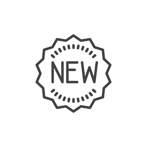Nuevo icono de línea de etiqueta engomada, signo de vector de contorno ...