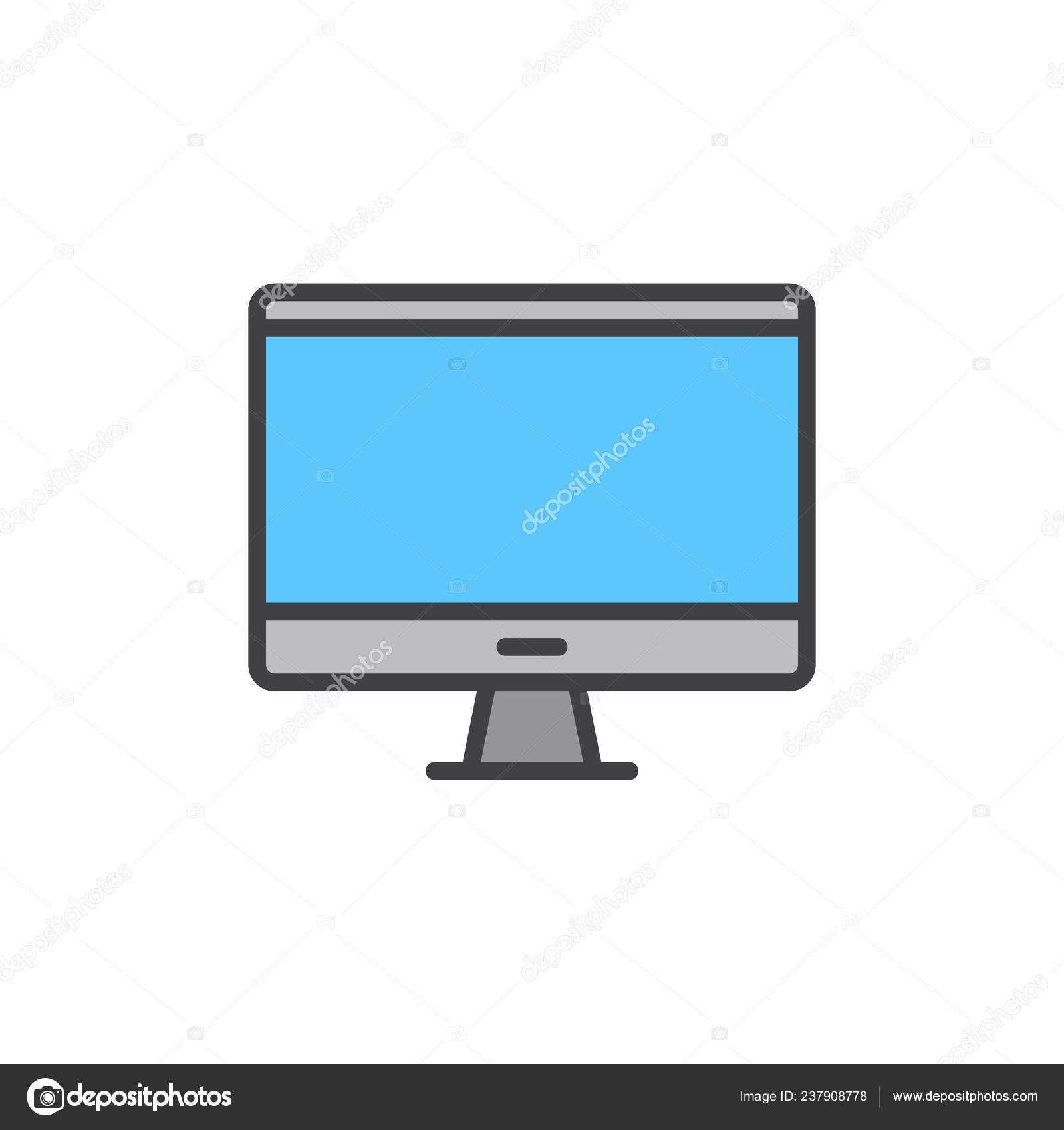 Desktop Computer Monitor Filled Outline Icon Line Vector Sign Linear ...