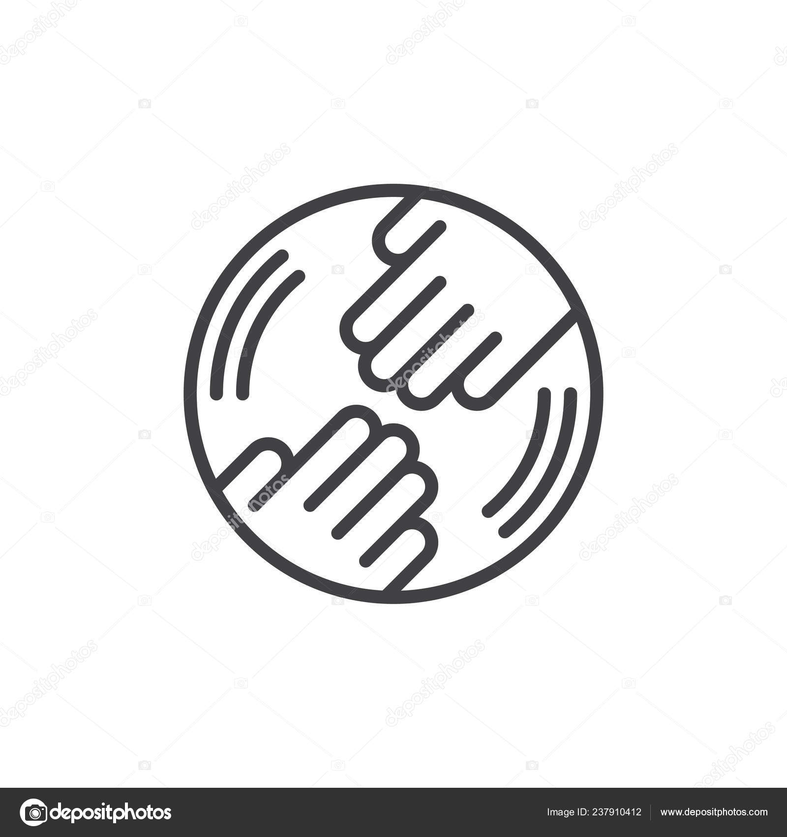 Manos Icono Línea Círculo Signo Vector Contorno Pictograma Estilo ...