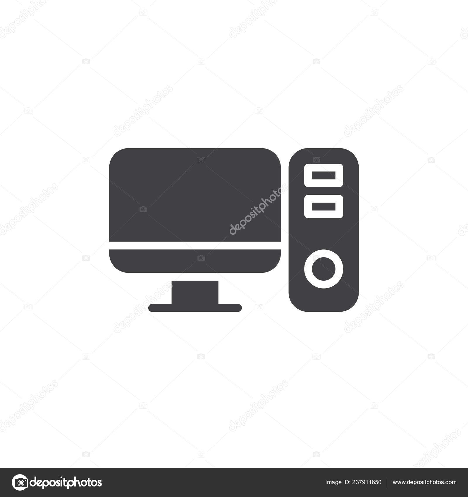 Computadora Escritorio Vector Icono Lleno Signo Plano Pictograma Sólido ...