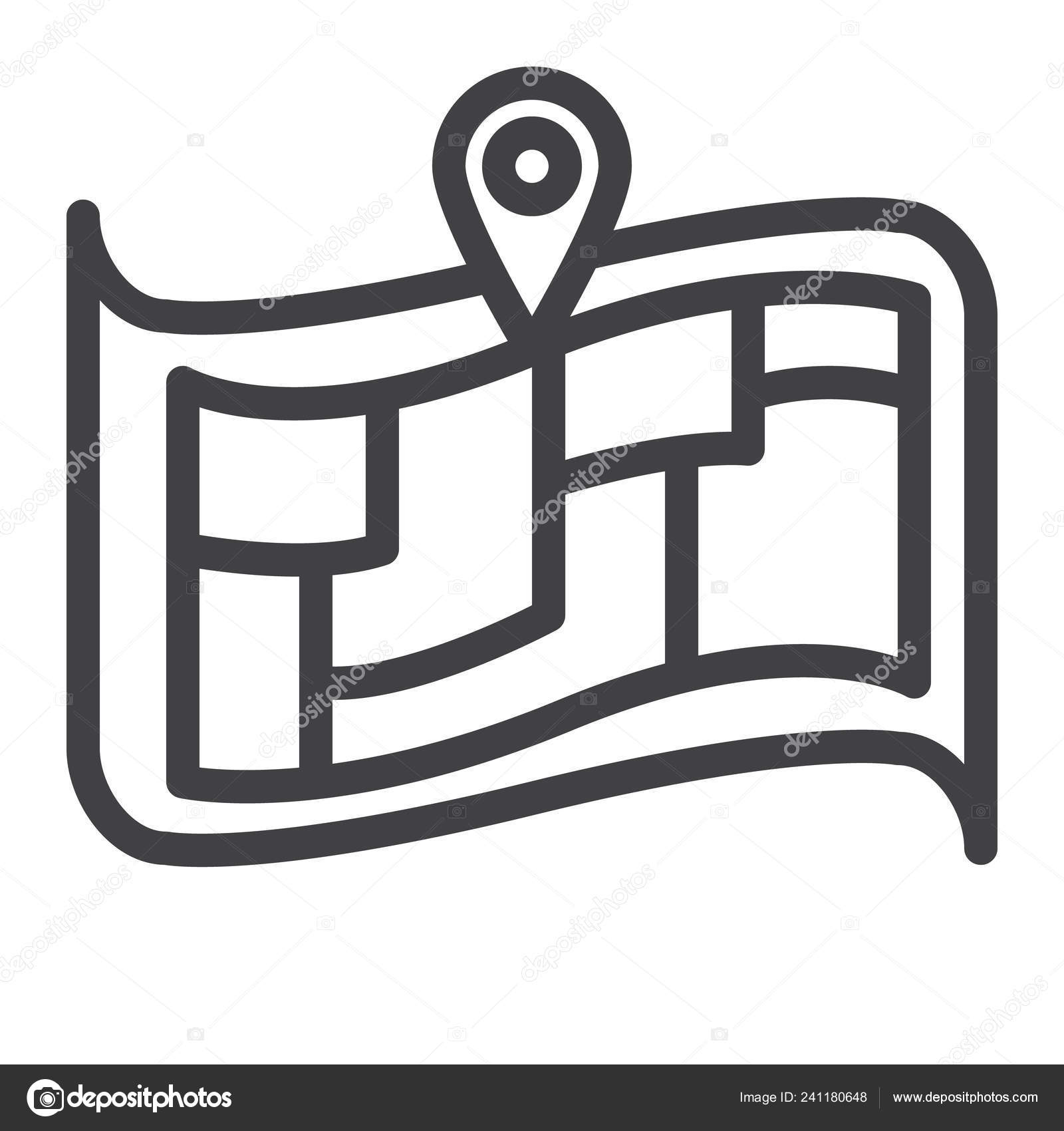 Map Line Icon Outline Vector Sign Linear Style Pictogram Isolated Stock Vector by ©avicons 241180648