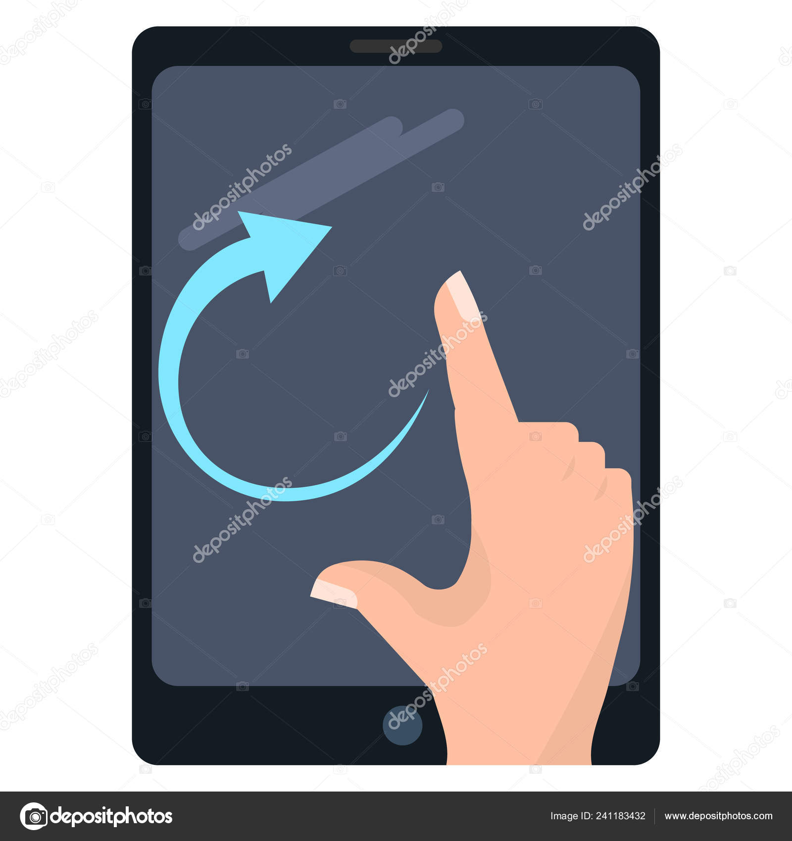 Rotate Right Touch Screen Gesture Tablet Vector Illustration Flat Style ...