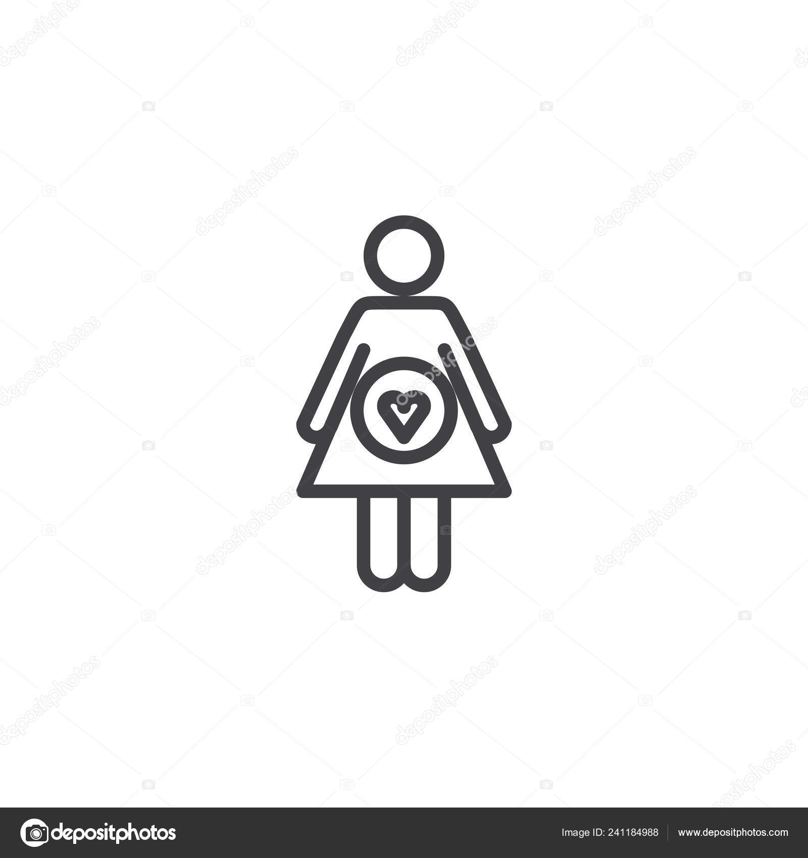 Pregnant Line Icon Outline Vector Sign Linear Style Pictogram Isolated ...