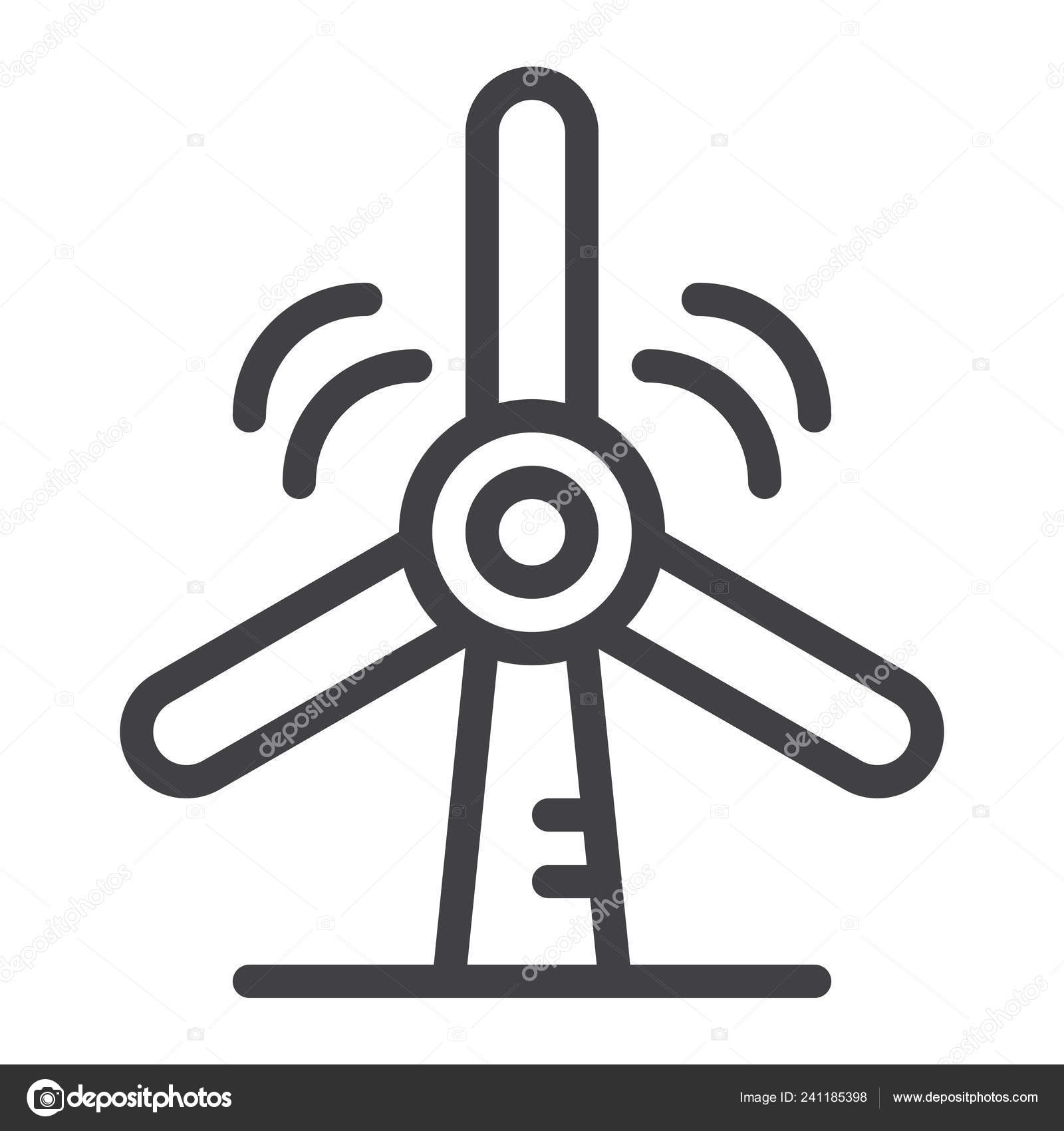 Wind Turbine Line Icon Outline Vector Sign Linear Style Pictogram Stock ...