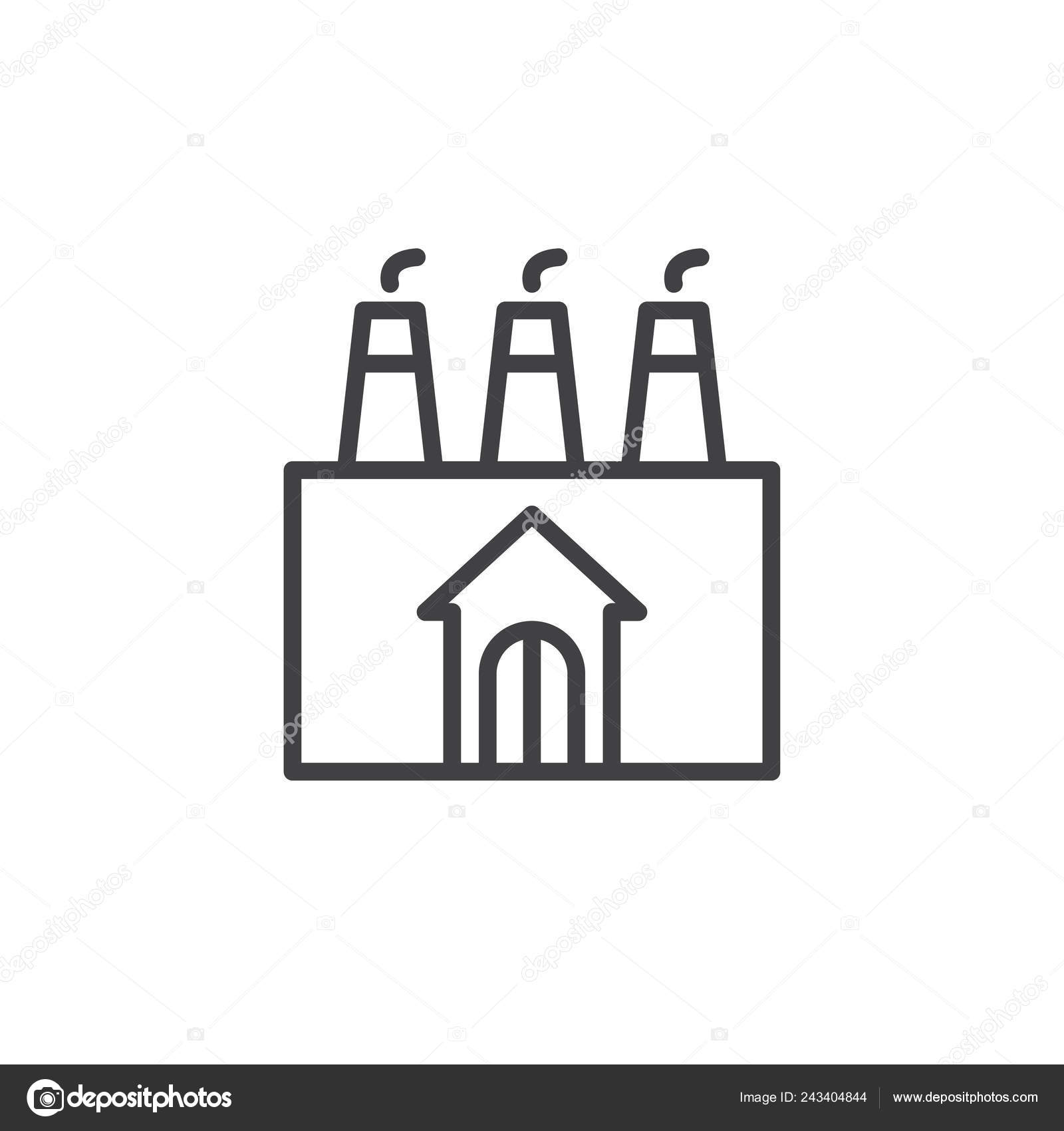 Factory Building Line Icon Outline Vector Sign Linear Style Pictogram ...