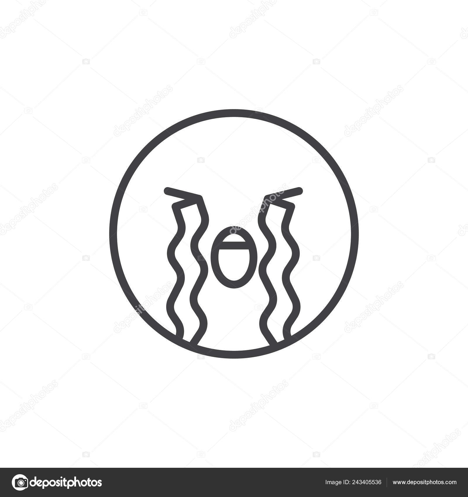 Loudly Crying Face Emoticon Line Icon Outline Vector Sign Linear Stock ...