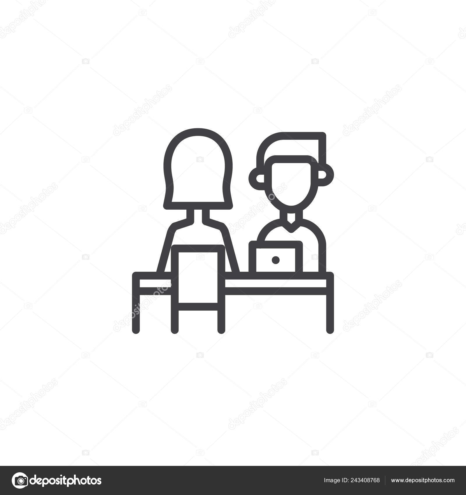 Interview Line Icon Outline Vector Sign Linear Style Pictogram Isolated ...