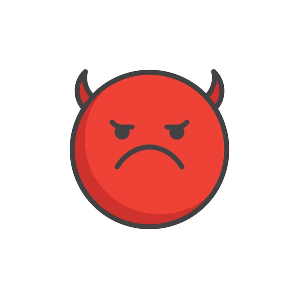 Angry Red Face Emoticon Horns Line Icon Outline Vector Sign Stock ...