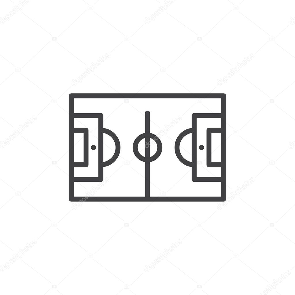 Icono de l nea de campo de f tbol, signo de vector de contorno, pictograma de estilo lineal ...