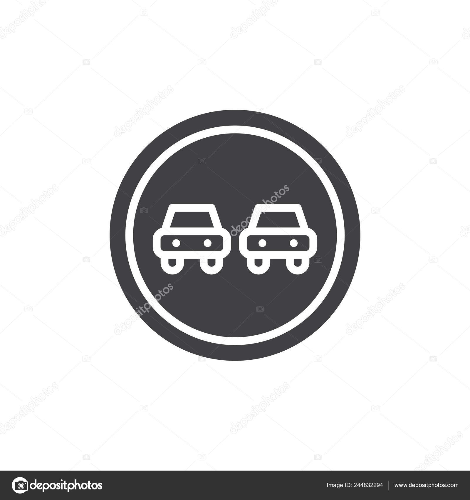 Overtaking Road Traffic Sign Icon Vector Filled Flat Sign Solid Stock ...