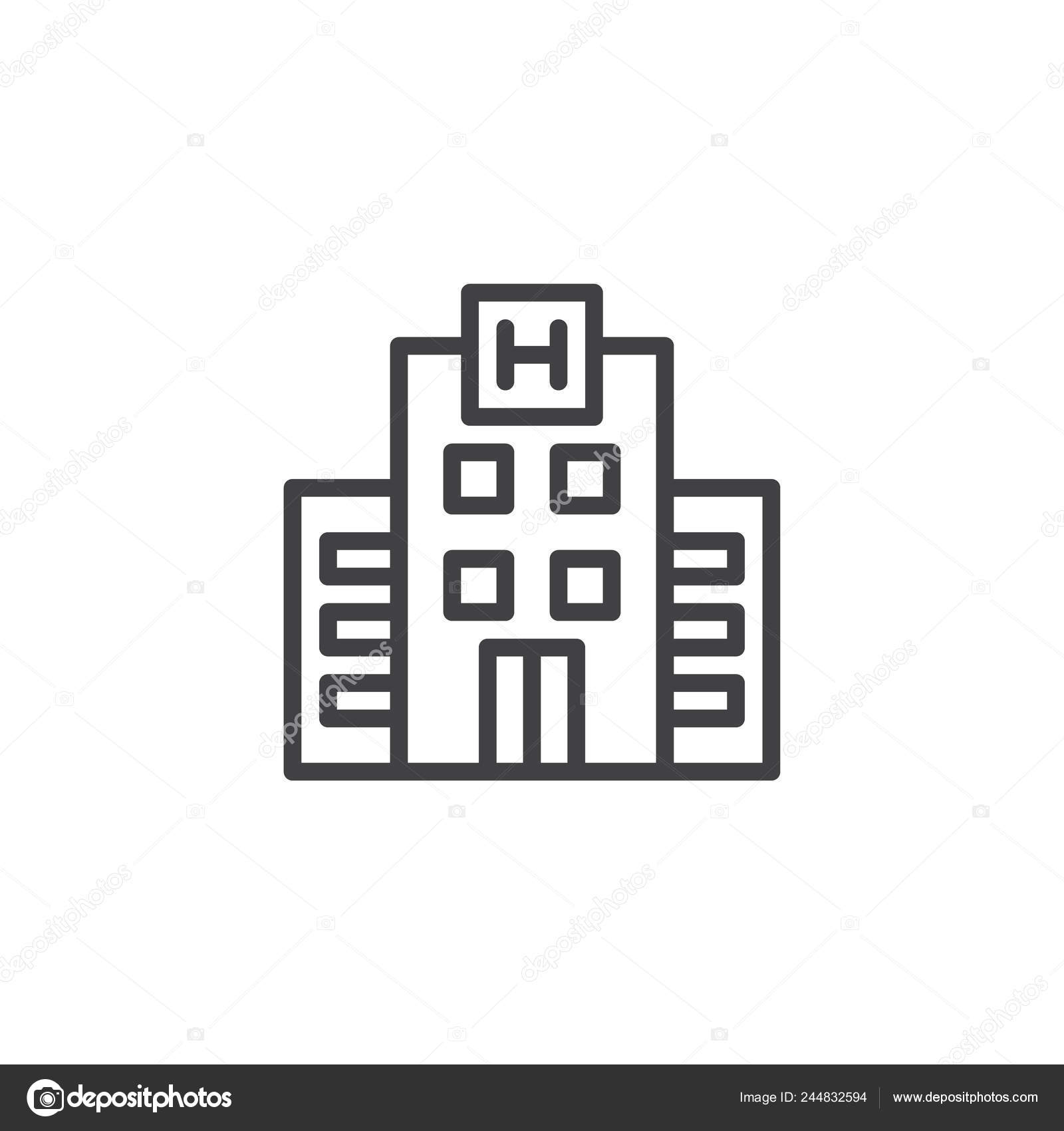 Hotel Building Line Icon Outline Vector Sign Linear Style Pictogram ...