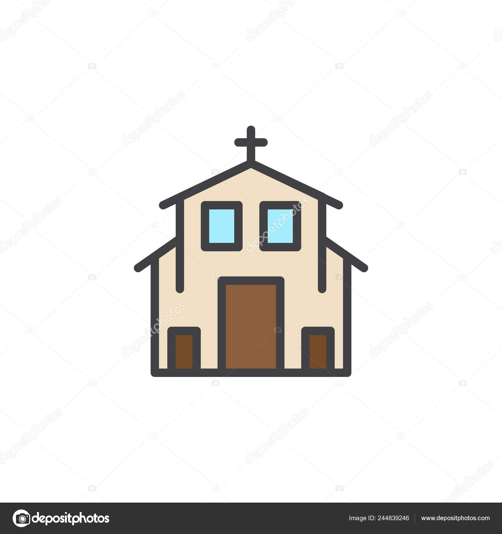 Church Filled Outline Icon Line Vector Sign Linear Colorful Pictogram ...