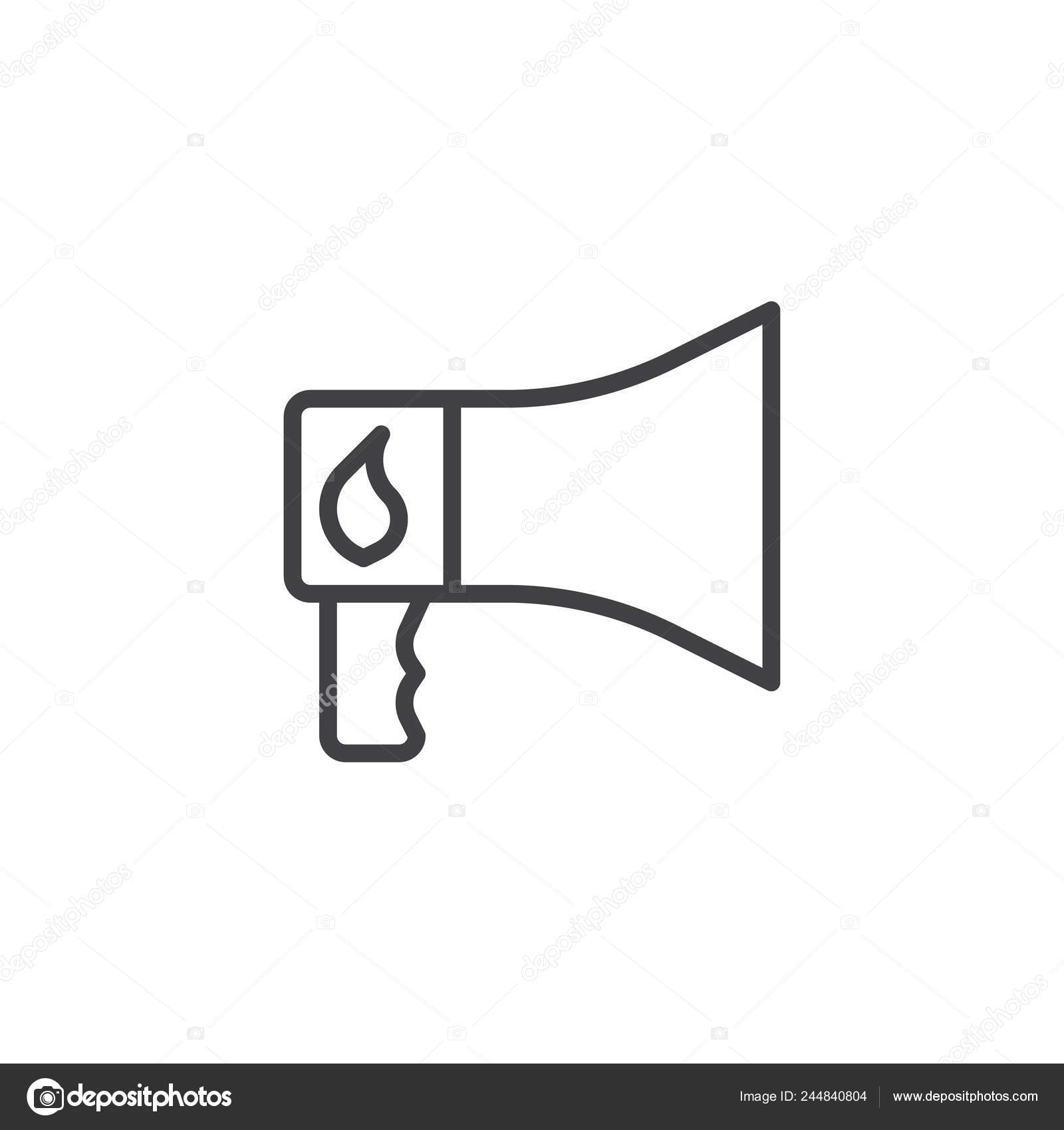 Fire Alarm Megaphone Line Icon Outline Vector Sign Linear Style Stock ...