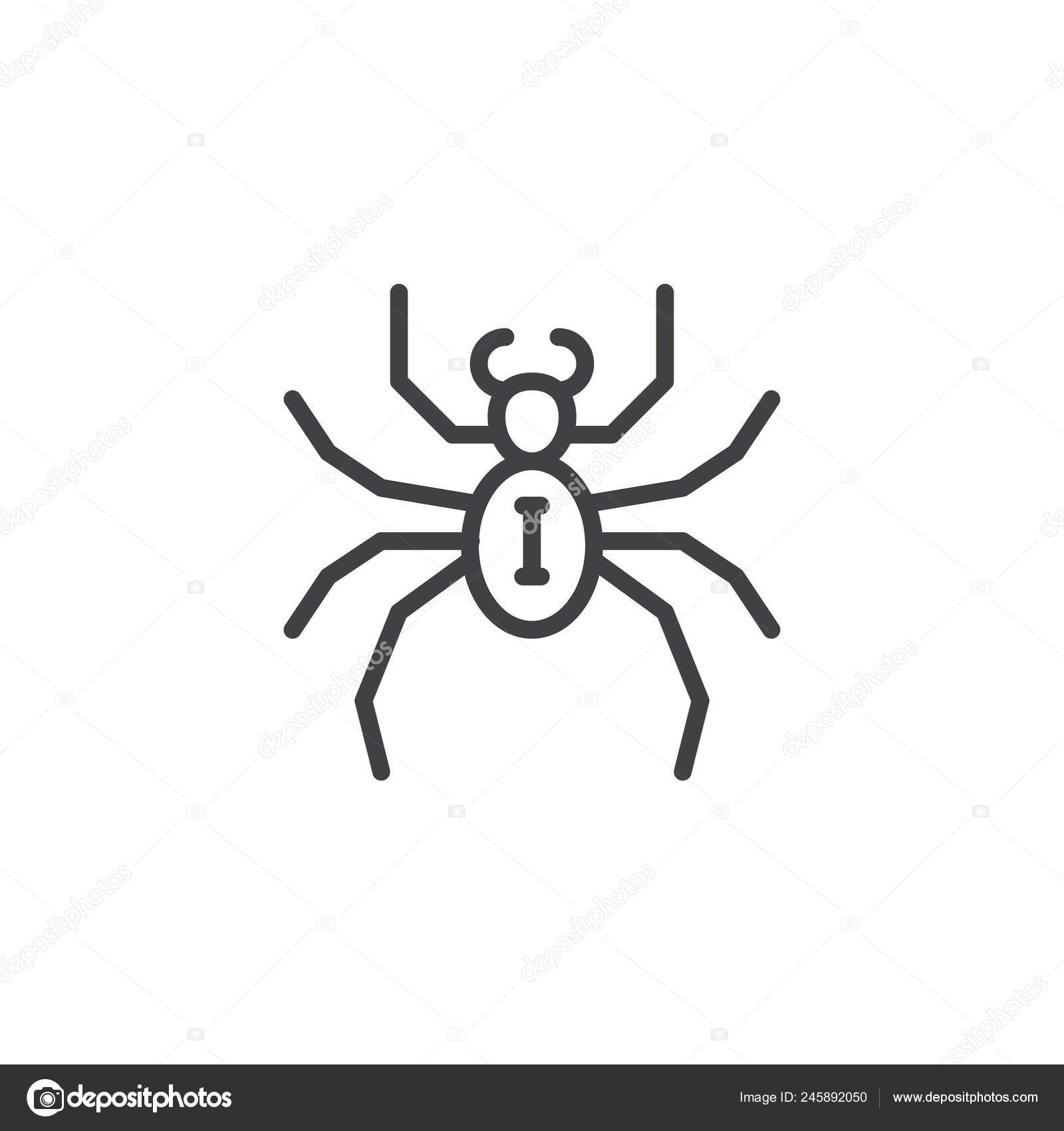 Spider Line Icon Outline Vector Sign Linear Style Pictogram Isolated ...