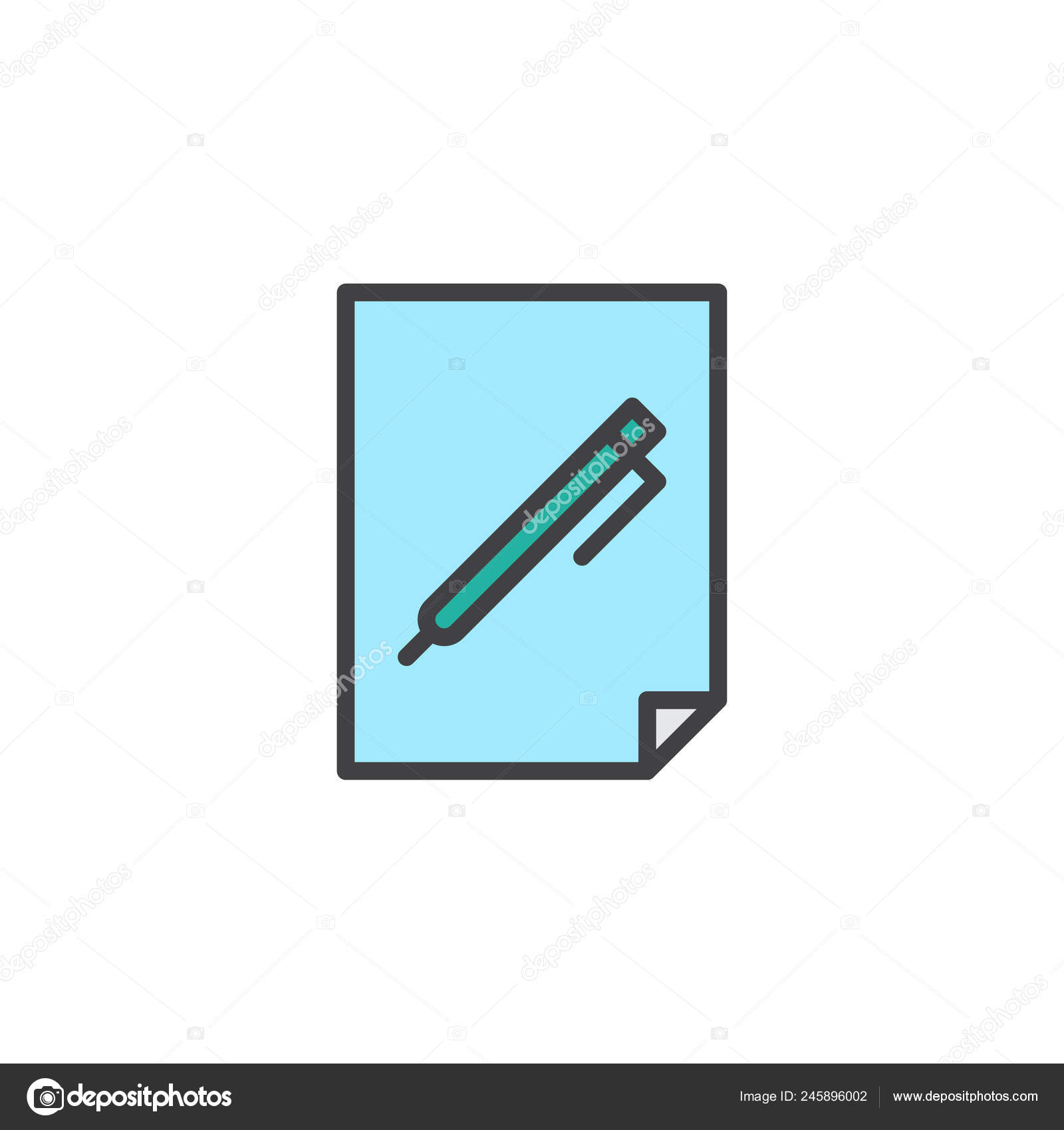 Pen Paper Document Filled Outline Icon Line Vector Sign Linear Stock ...
