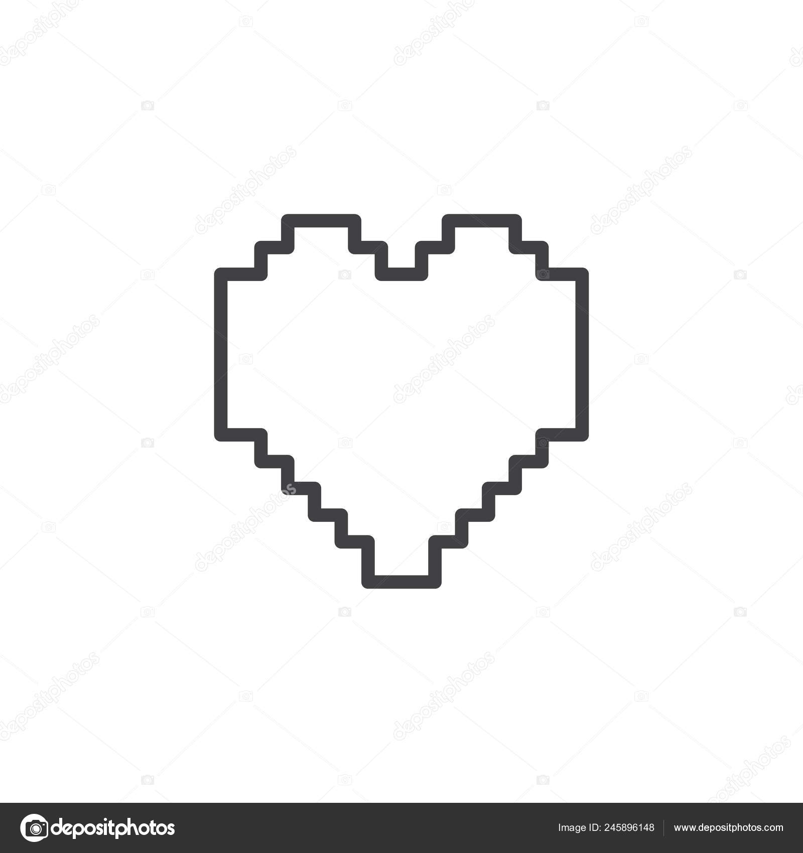 Pixels Heart Outline Icon Linear Style Sign Mobile Concept Web Stock ...