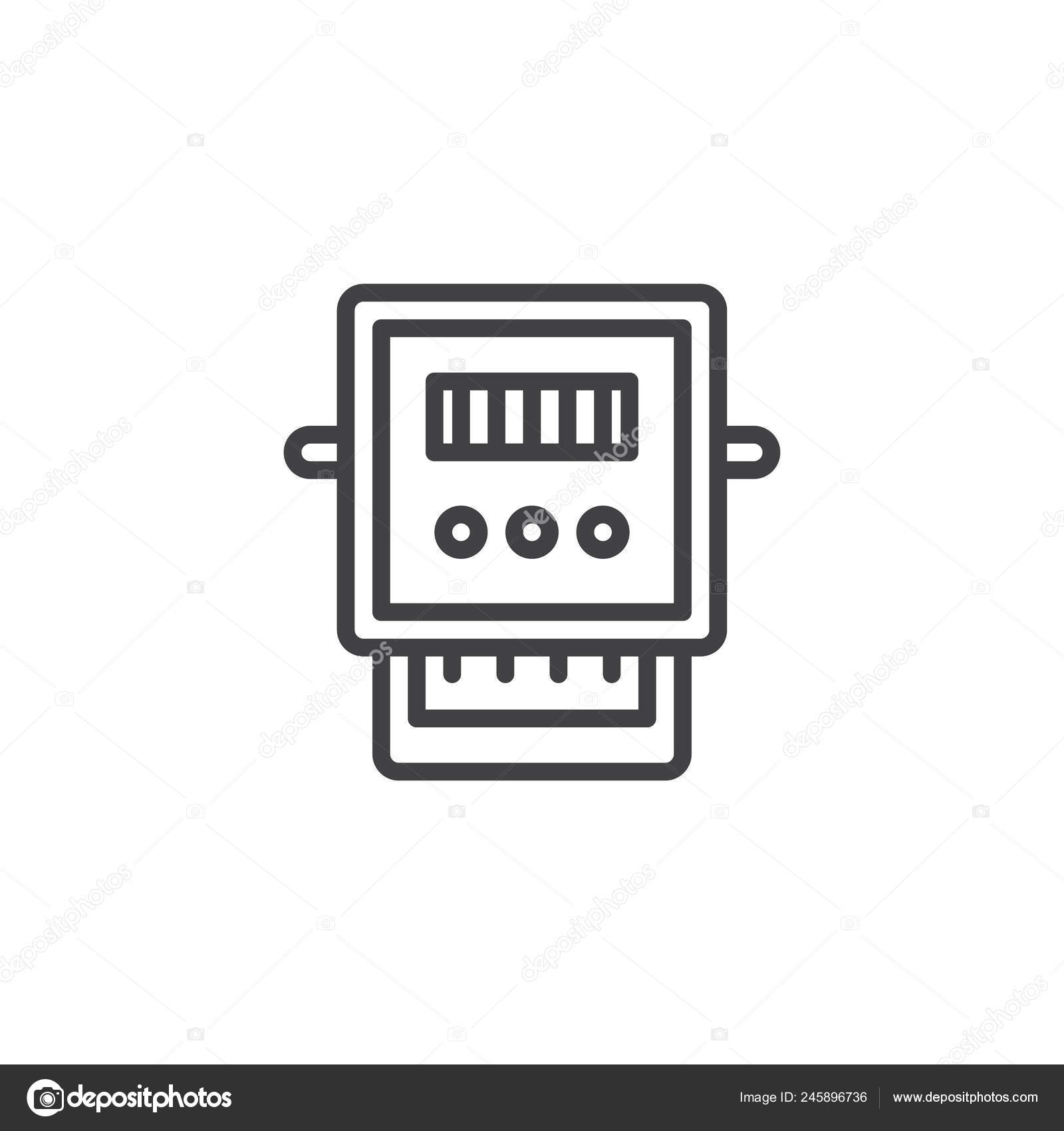 Electric Meter Line Icon Outline Vector Sign Linear Style Pictogram ...