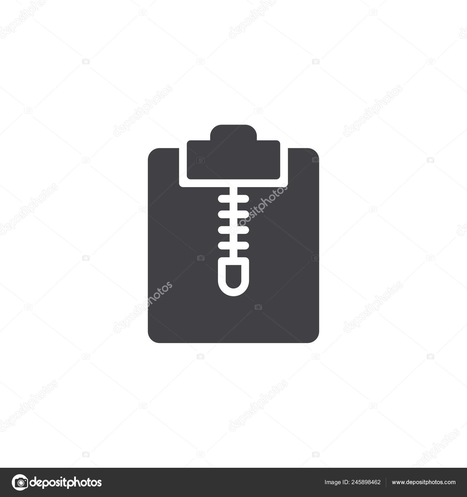 Zip File Clipboard Icon Vector Filled Flat Sign Solid Pictogram Stock ...