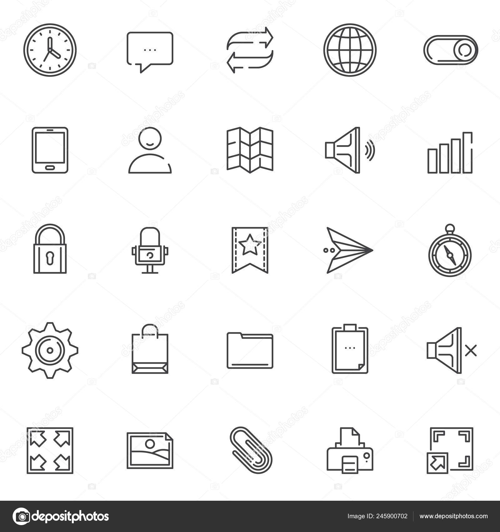 Universal Essentials Outline Icons Set Linear Style Symbols Collection ...