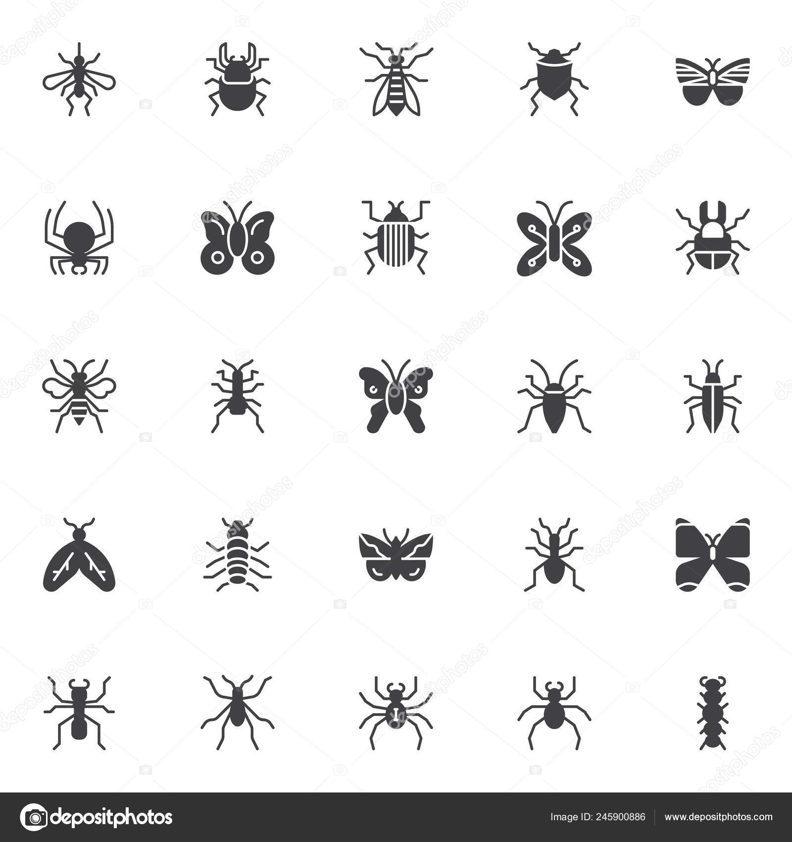 Bugs Insects Vector Icons Set Modern Solid Symbol Collection Filled ...
