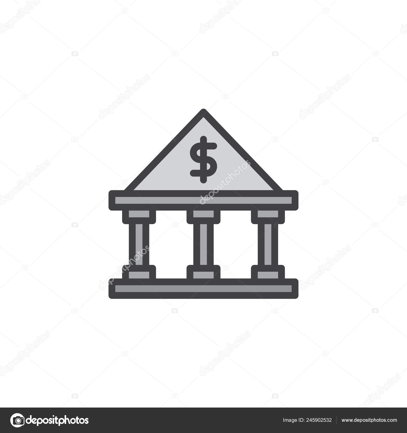Bank Building Filled Outline Icon Line Vector Sign Linear Colorful ...
