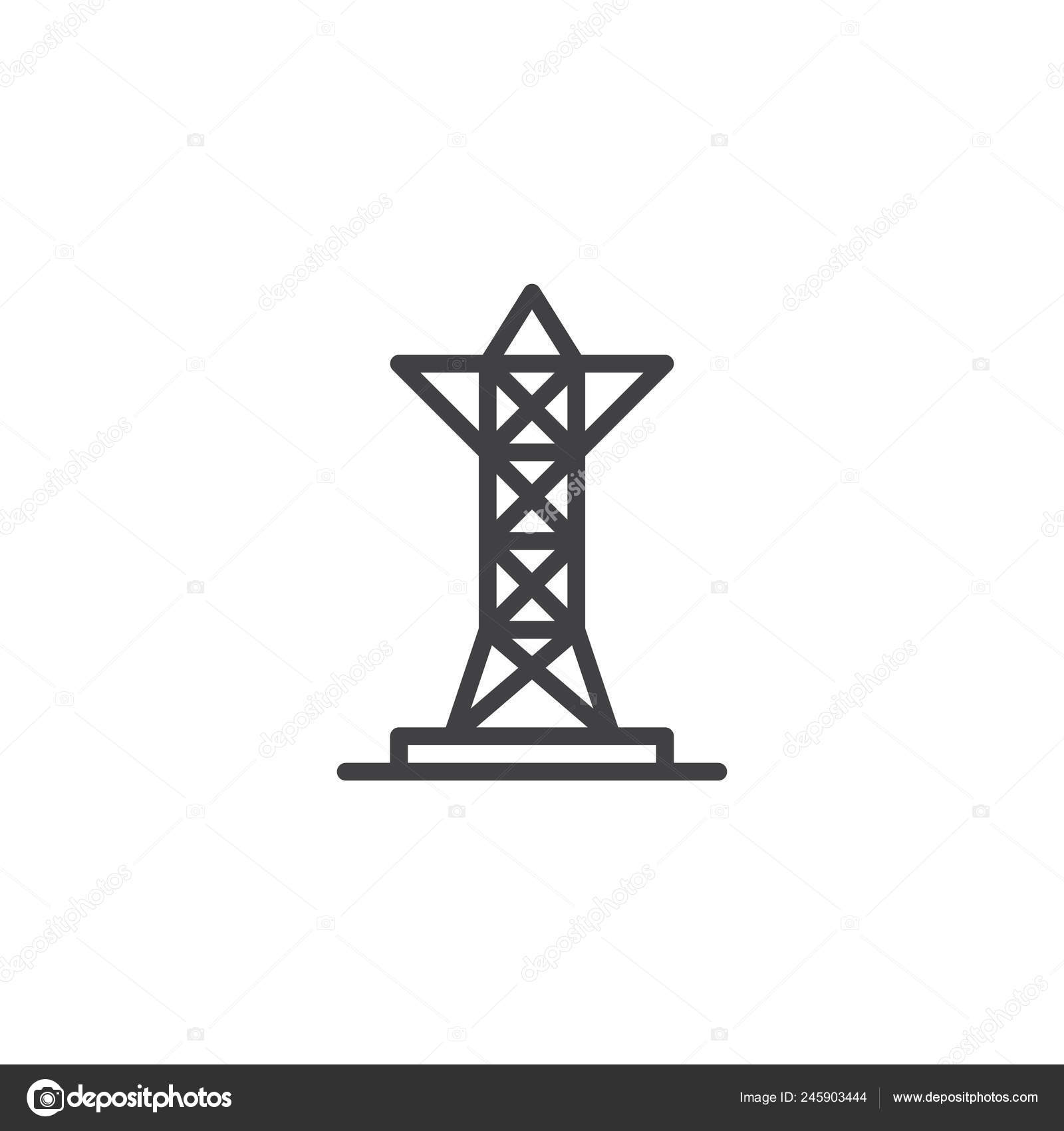 Transmission Tower Line Icon Outline Vector Sign Linear Style Pictogram ...