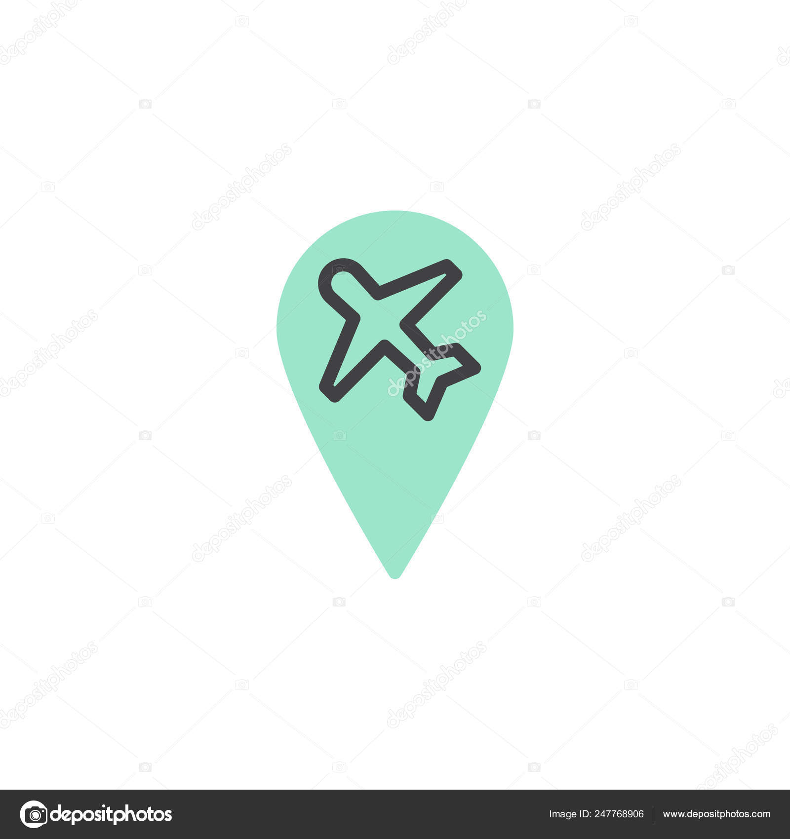 Peta Bandara Ikon Vektor Tanda Datar Piktogram Dua Warna Hijau Vektor ...