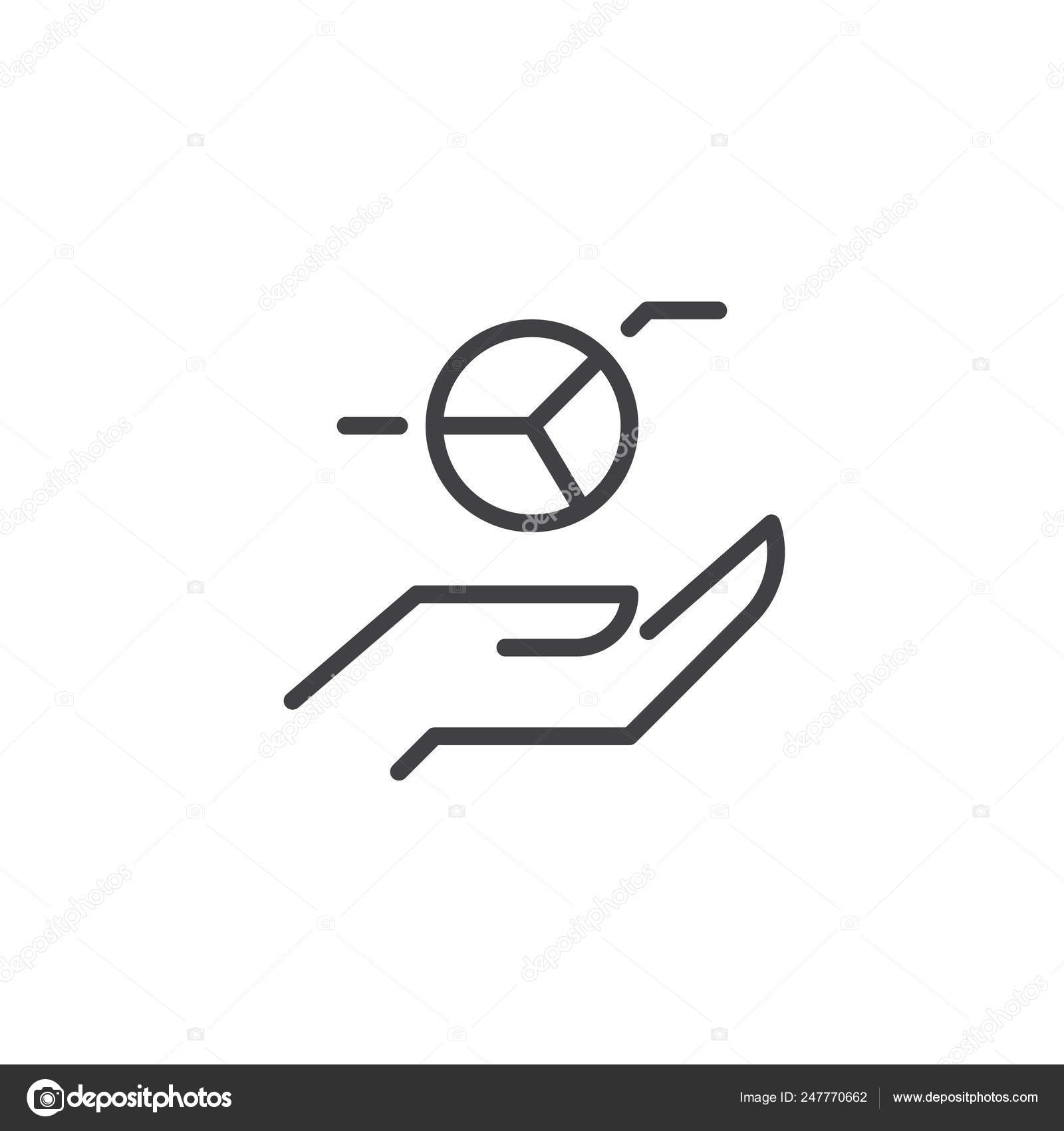 Hands Pie Chart Outline Icon Linear Style Sign Mobile Concept Stock ...