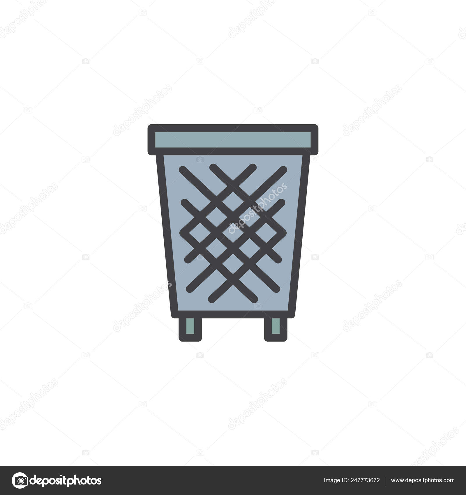 Trash Bin Filled Outline Icon Line Vector Sign Linear Colorful Stock ...