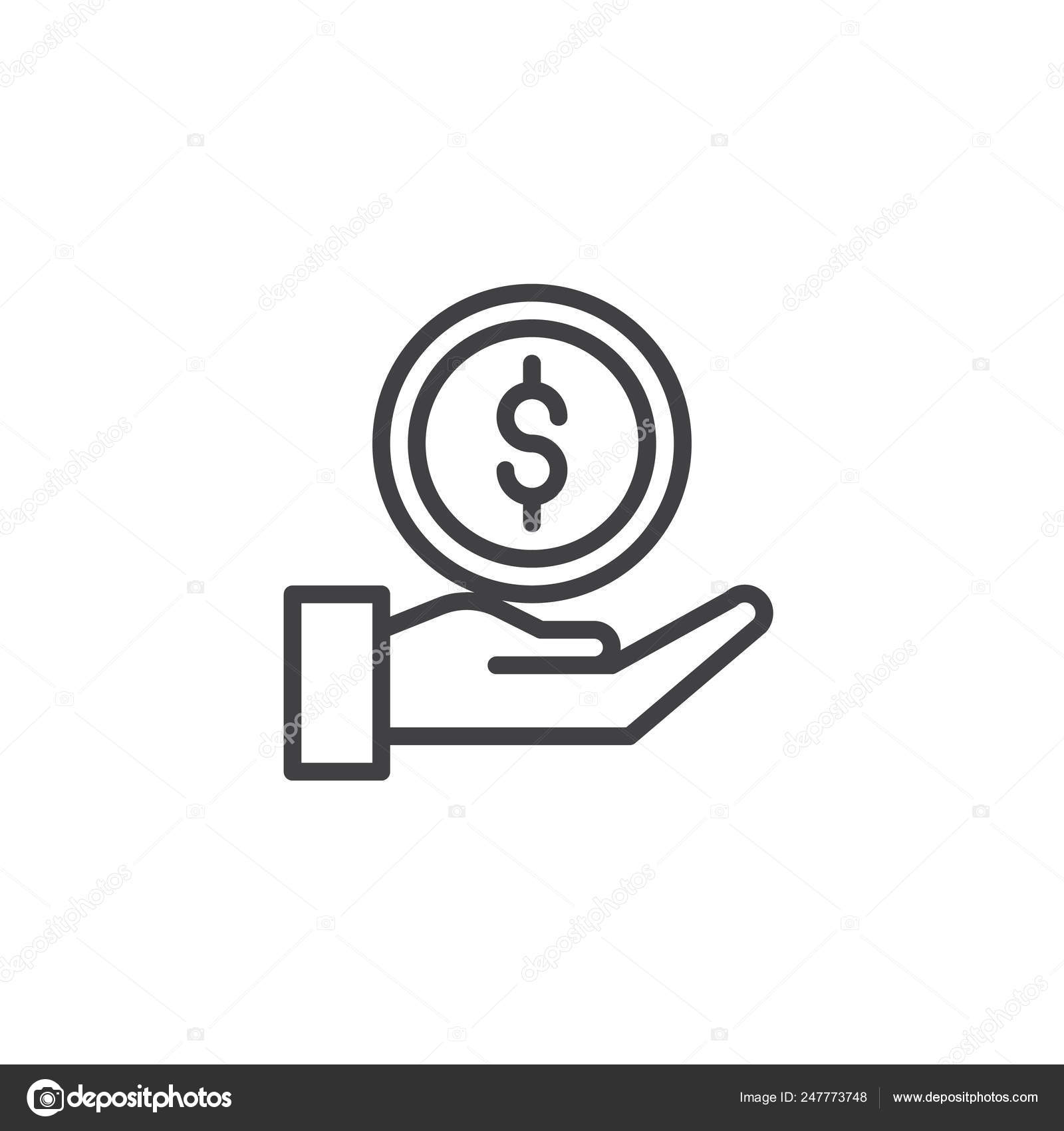 Hand Money Give Outline Icon Linear Style Sign Mobile Concept Stock ...
