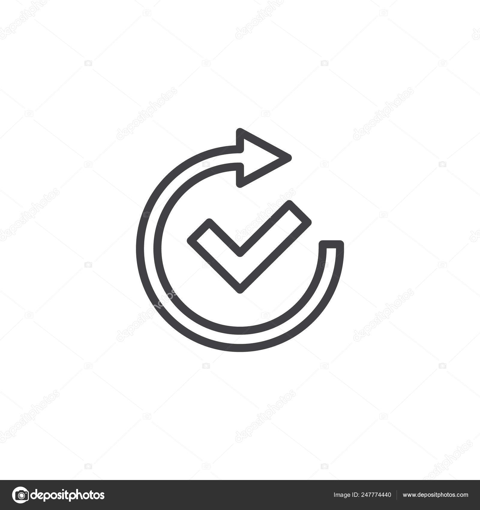 Check Mark Rotate Arrow Outline Icon Linear Style Sign Mobile Stock ...
