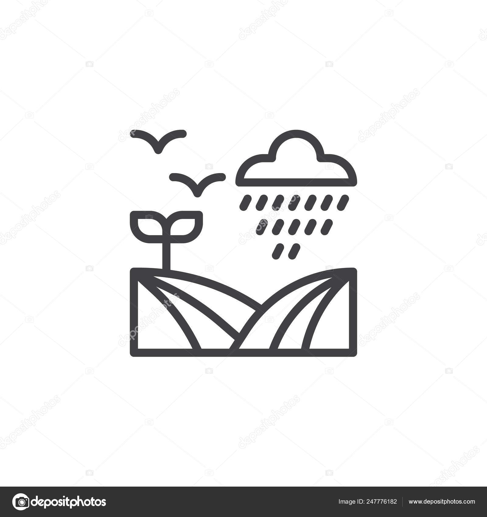 Field Rain Outline Icon Linear Style Sign Mobile Concept Web Stock ...
