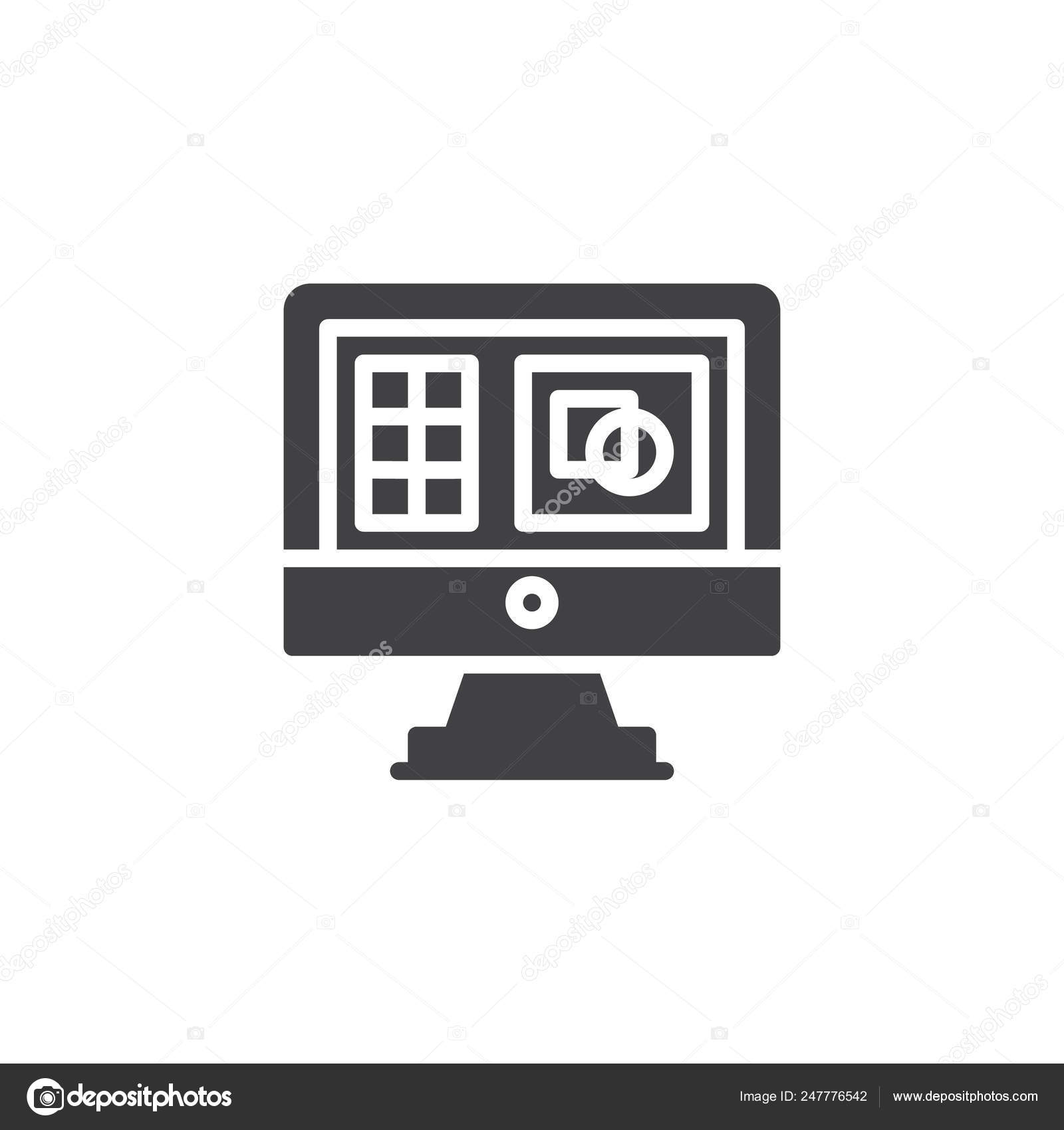 Designing Project Monitor Screen Vector Icon Filled Flat Sign Mobile ...