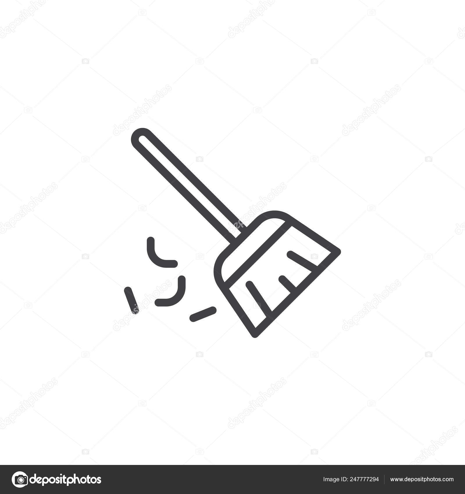 Sweeping Broom Outline Icon Linear Style Sign Mobile Concept Web Stock ...