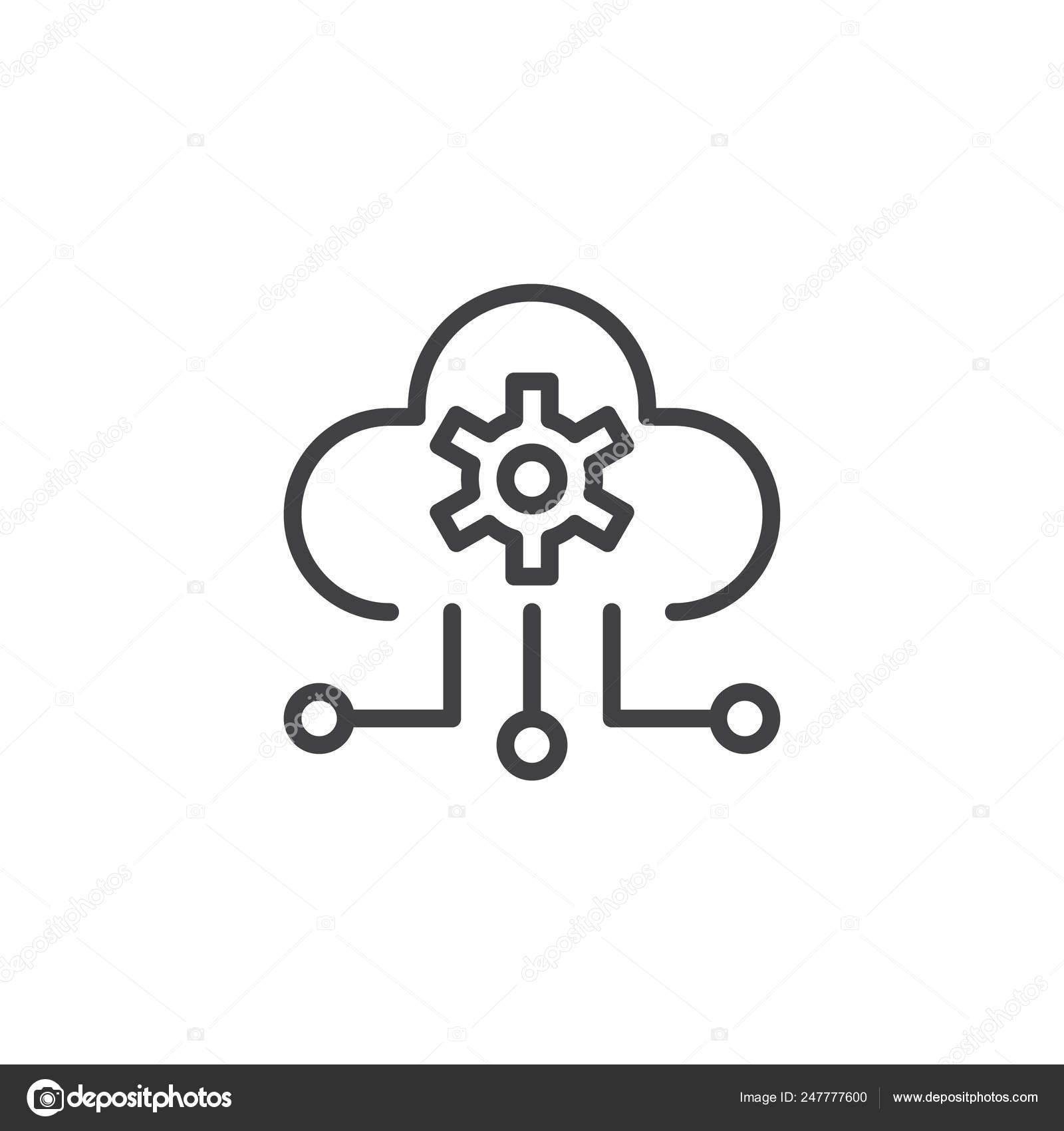 Cloud Computing Outline Icon Linear Style Sign Mobile Concept Web Stock ...