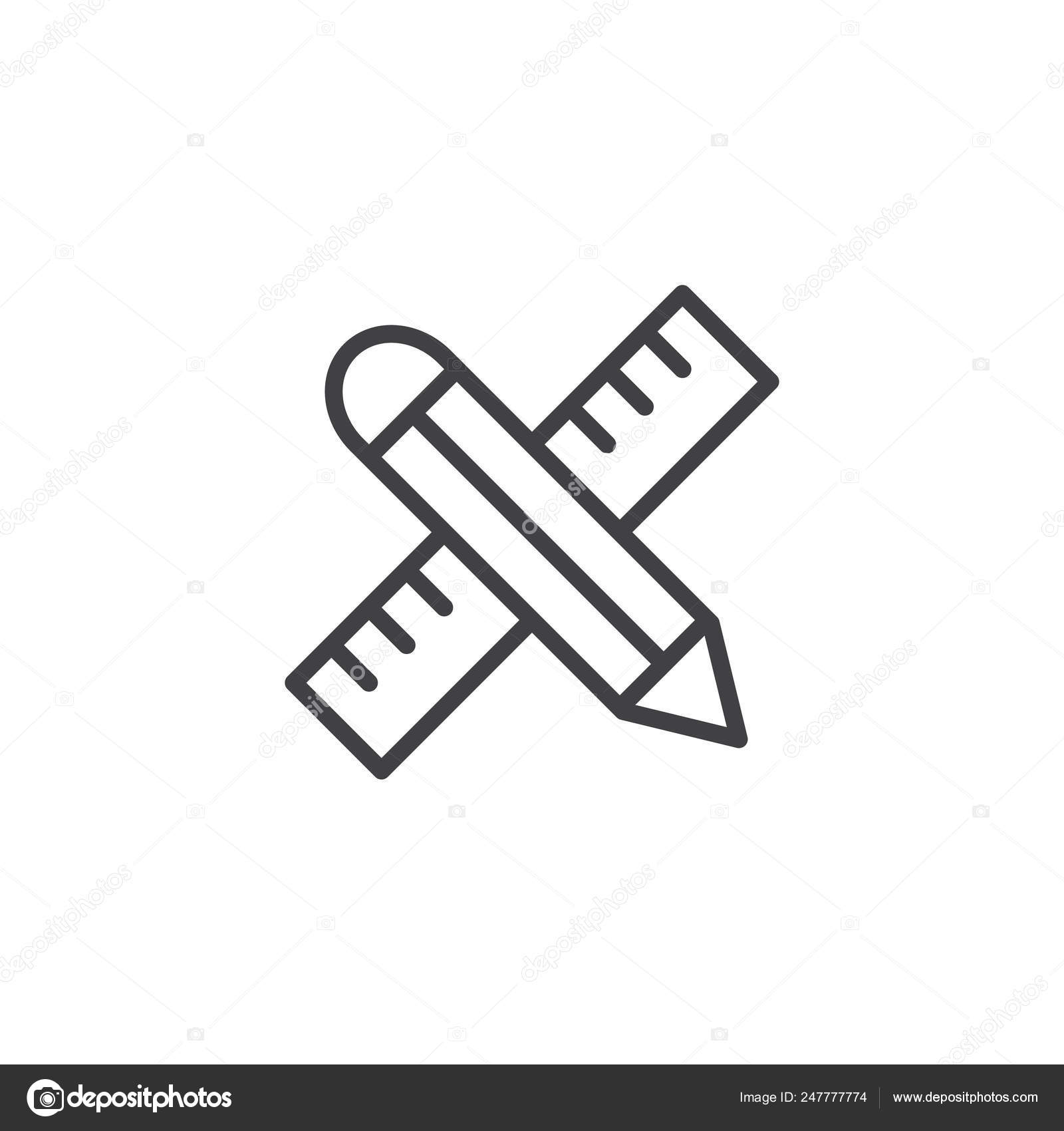 Pencil Ruler Outline Icon Linear Style Sign Mobile Concept Web Stock ...